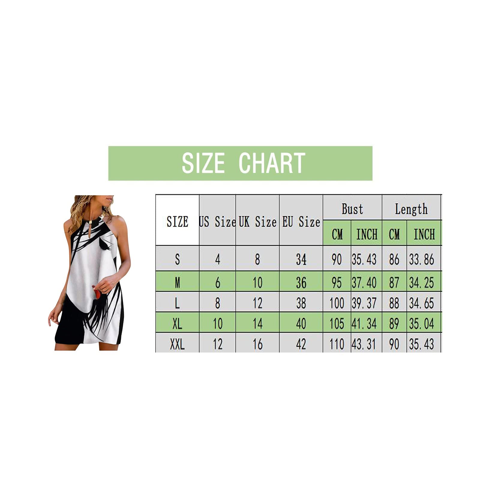 Keepfit Women Halter Dress Retro Graphical Printed Shift Dress Summer Sleeveless Casual Strapless Dress Green