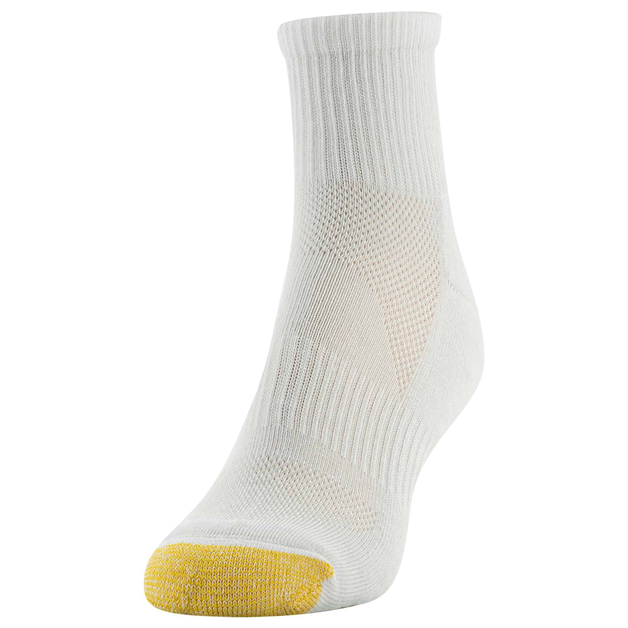 GOLDTOE Women's Half Cushion Sport Quarter Socks with Mesh, 6-Pairs, White, Medium