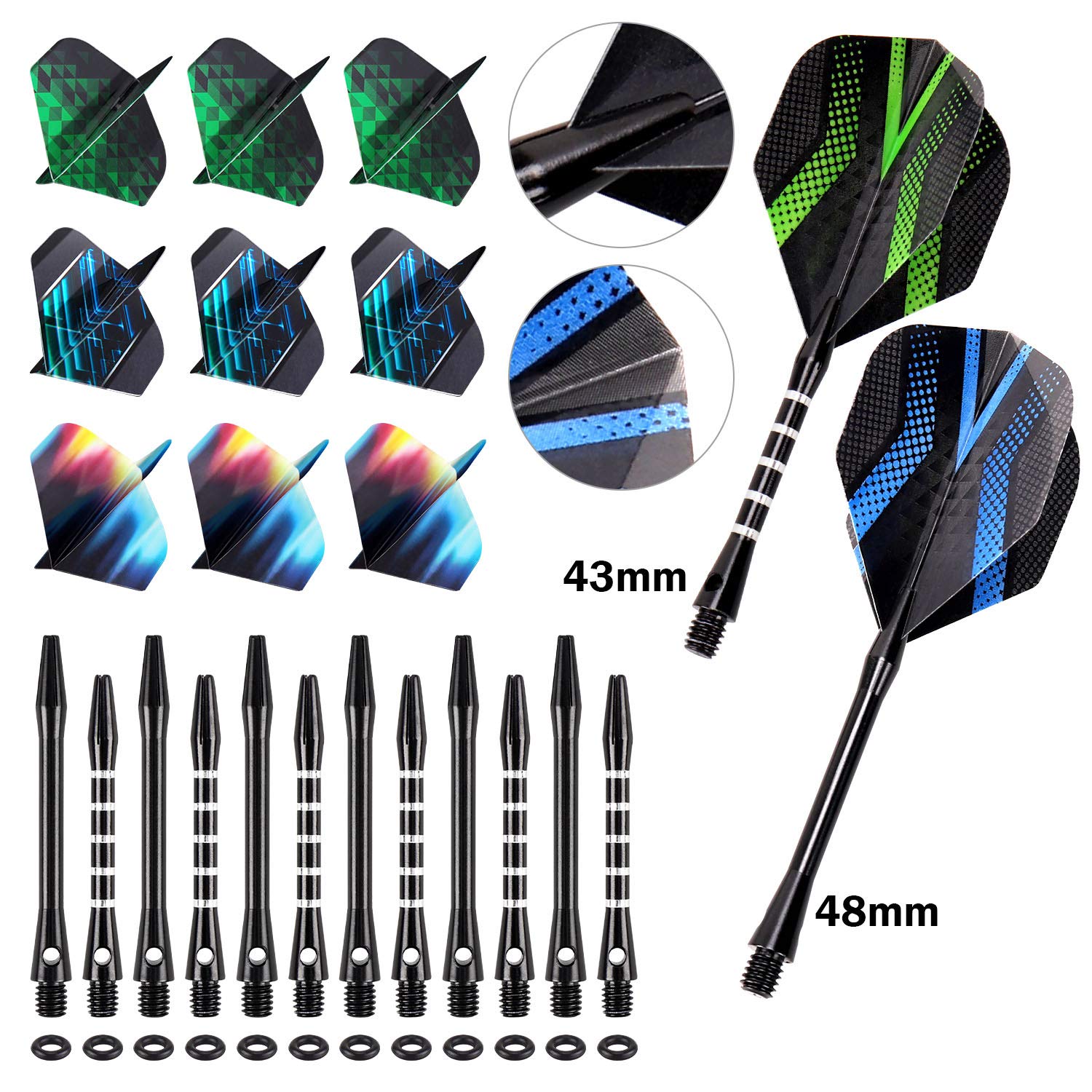 Grebarley Darts Steel Tip Set Professional for Dartboard 4 Sets 54 Pcs 20 22 Grams with 9 Extra Flights Tool Kit O Rings Ebook