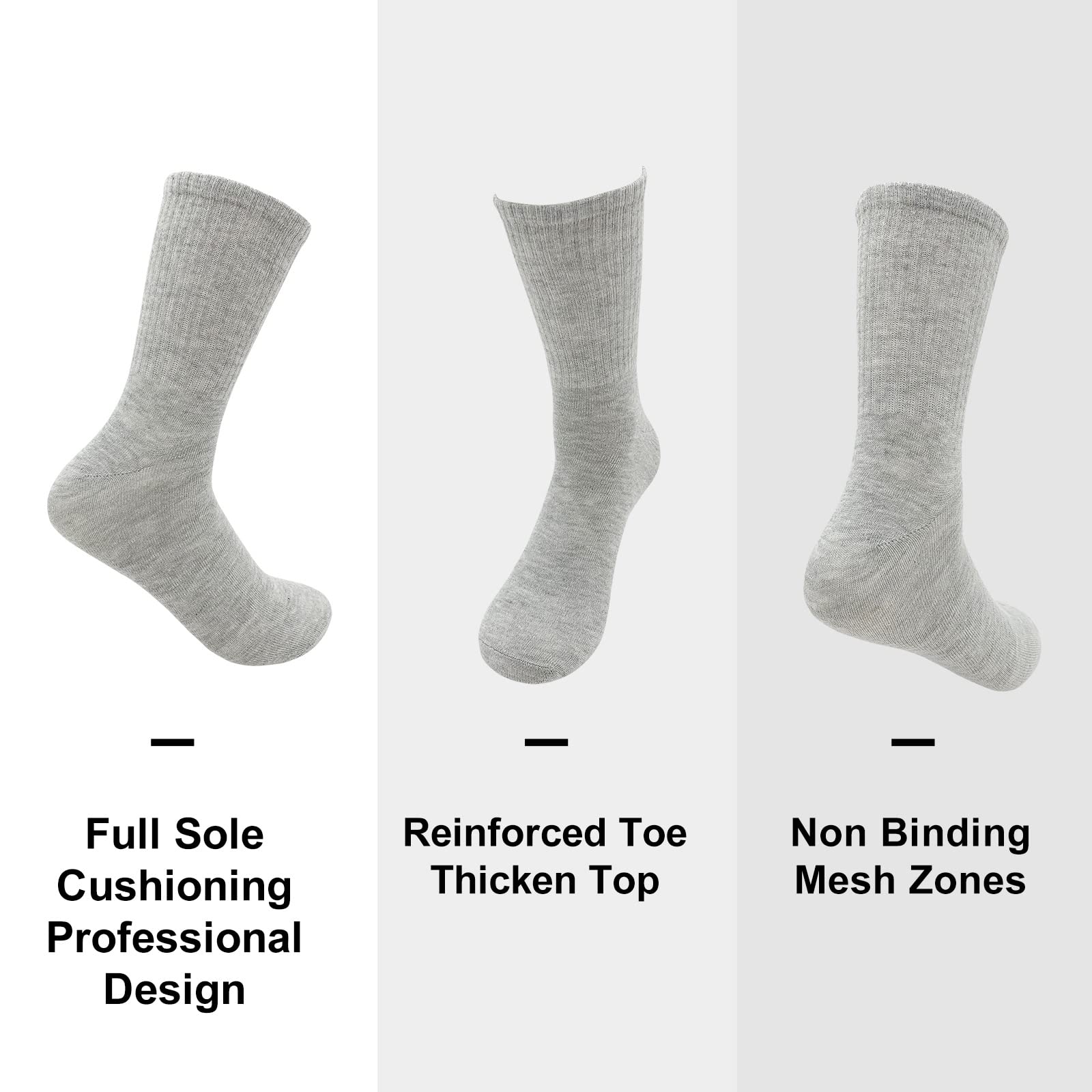 HERAN Crew Socks for Men Size 6-12, Athletic Casual Men's Socks 9-Pairs, Calf Socks for Men