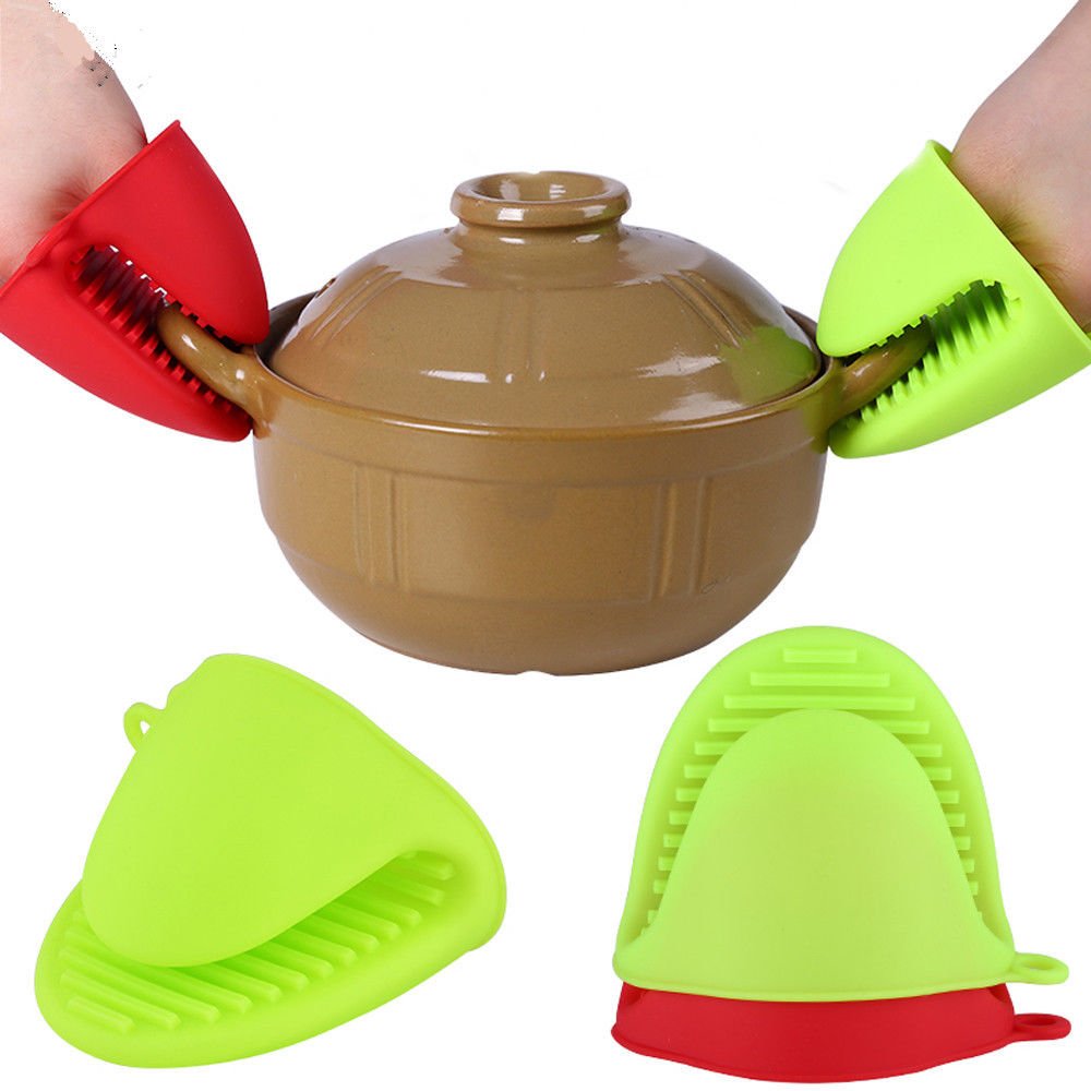 JCBIZ 2-Pack Silicone Oven Mitts Heat Resistant Microwave Cooking Baking Tools Kitchen Accessory Skid Pinch Grips Gloves Silicone Pot Holder Blue