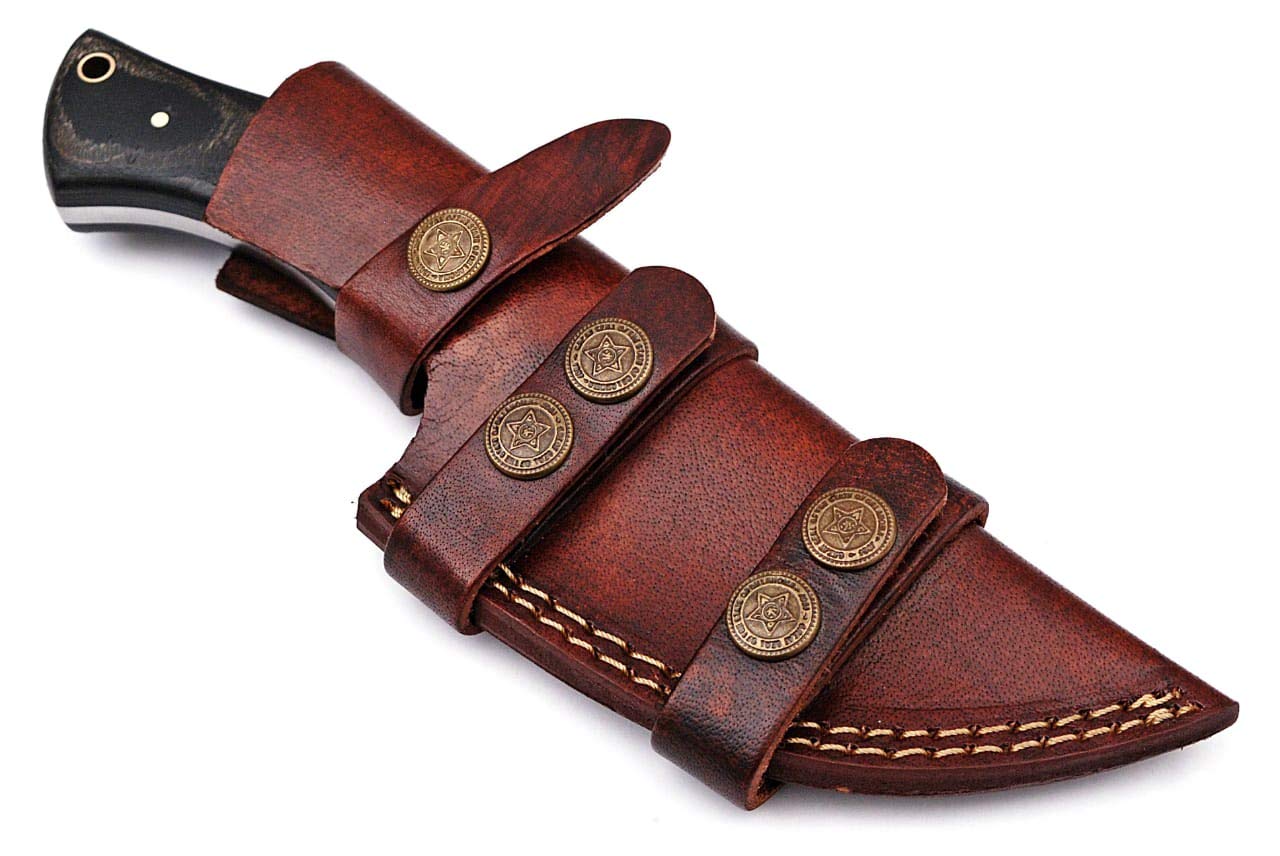 Grace Knives Handmade Damascus Steel Hunting Knife Fixed Blade Camping Knife 8.5 Inches with Leather Sheath G-2014