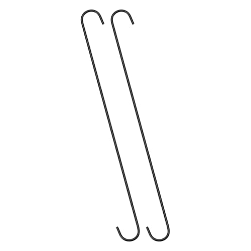 uxcell S Hanging Hooks, 20inch/500mm Extra Long Steel Hanger, Indoor Outdoor Uses for Garden, Bathroom, Closet, Workshop, Kitchen, Black, 2Pcs