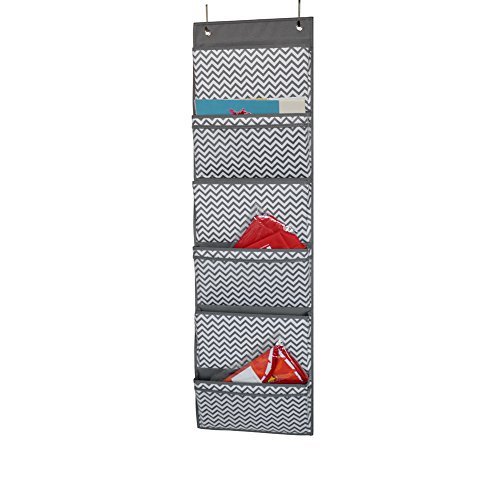 Godery Sustainable Office Storage Pocket, Cascading Wall File Organizer, 6 Pockets, Letter Size, File Folder Holders for Classroom, Office, School and Home, 45"H x 13"W - Grey