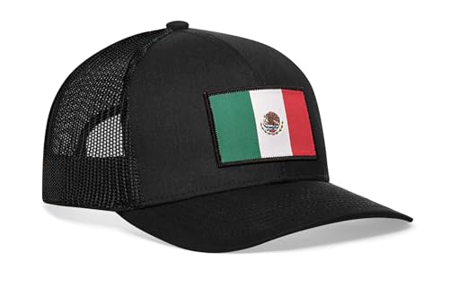 HAKA Mexico Hat – Mexican Flag Trucker Hat Baseball Cap Snapback Golf Hat (Black)