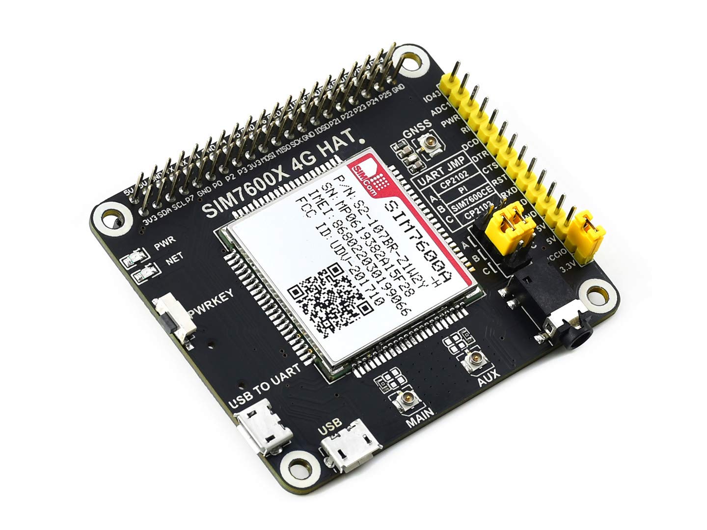 Ingcool 4G / 3G / GNSS HAT Compatible with Raspberry Pi 4B/3B+/3B/2B/Zero/Zero W/Zero WH,Jetson Nano Based on SIM7600A-H 4G Support LTE CAT4 for Downlink Data Transfer,4G Connection etc