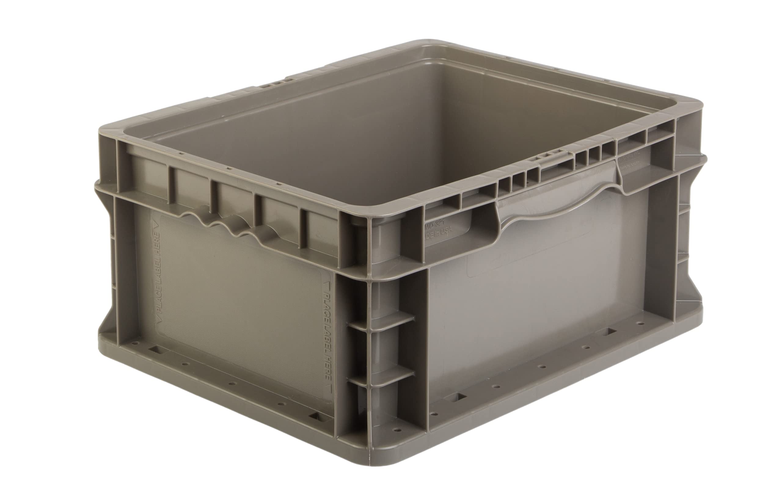 Hudson Exchange 12 x 15 x 7.5 (4 Pack) Straight Wall Handled Storage Container Tote, Gray/Brown