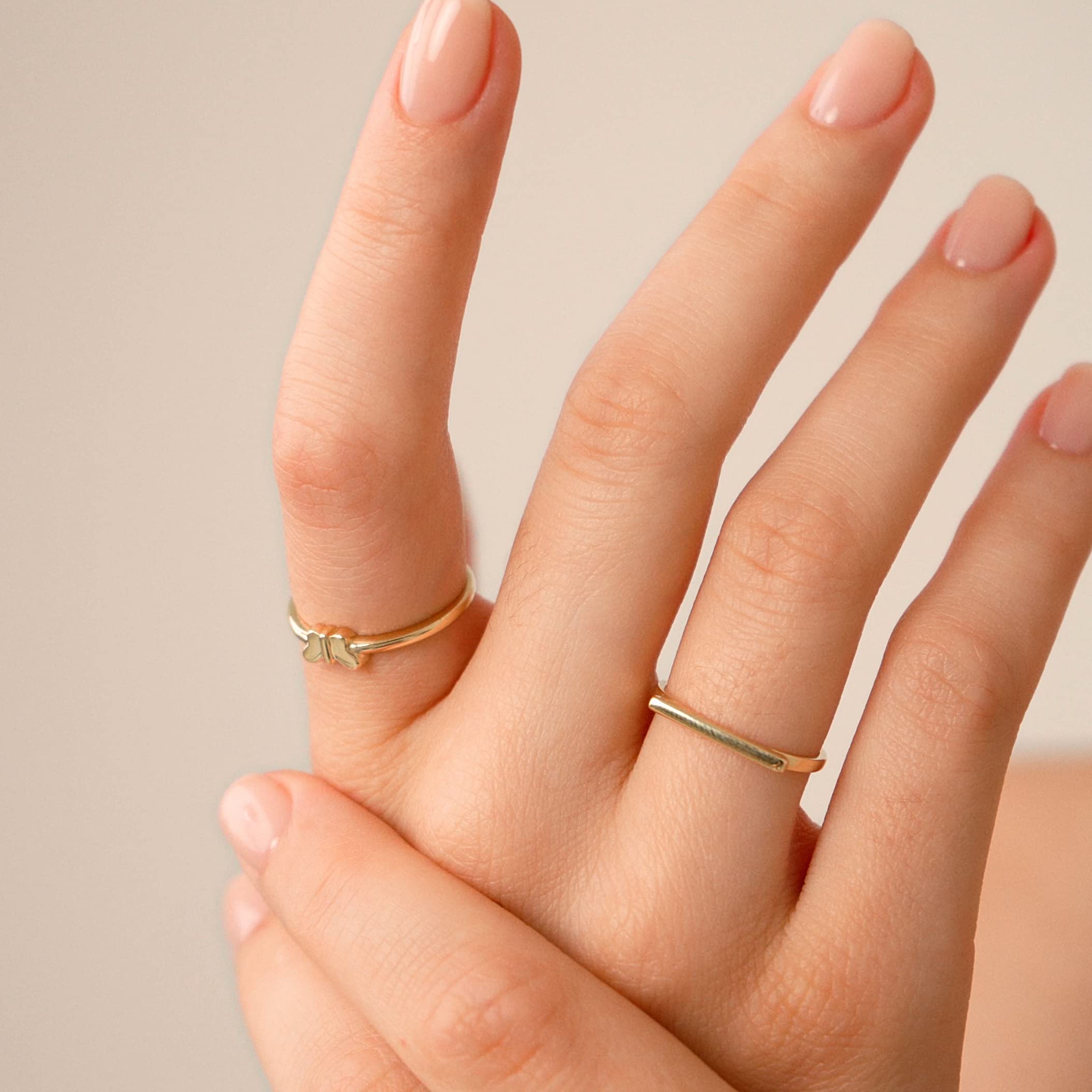 GELIN 14k Solid Gold Stackable Ring for Women - Size 7