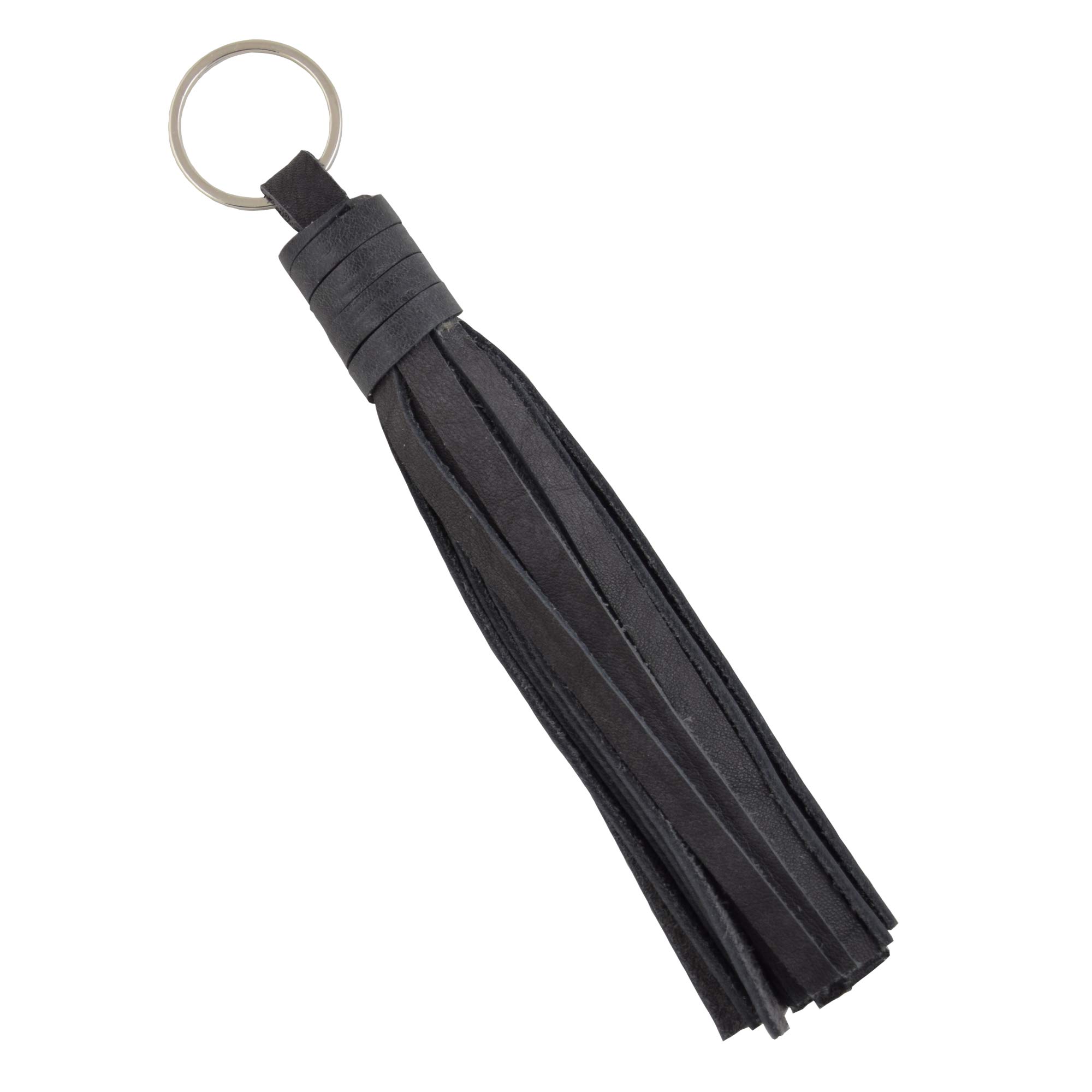 Handmade Black Grey Leather Tassel Keychain Keyring And Bag Accessory, Leather Tassel For Handbag, Unique Keychain For Women, Leather Key Holder, Black Handbag And Purse Charm