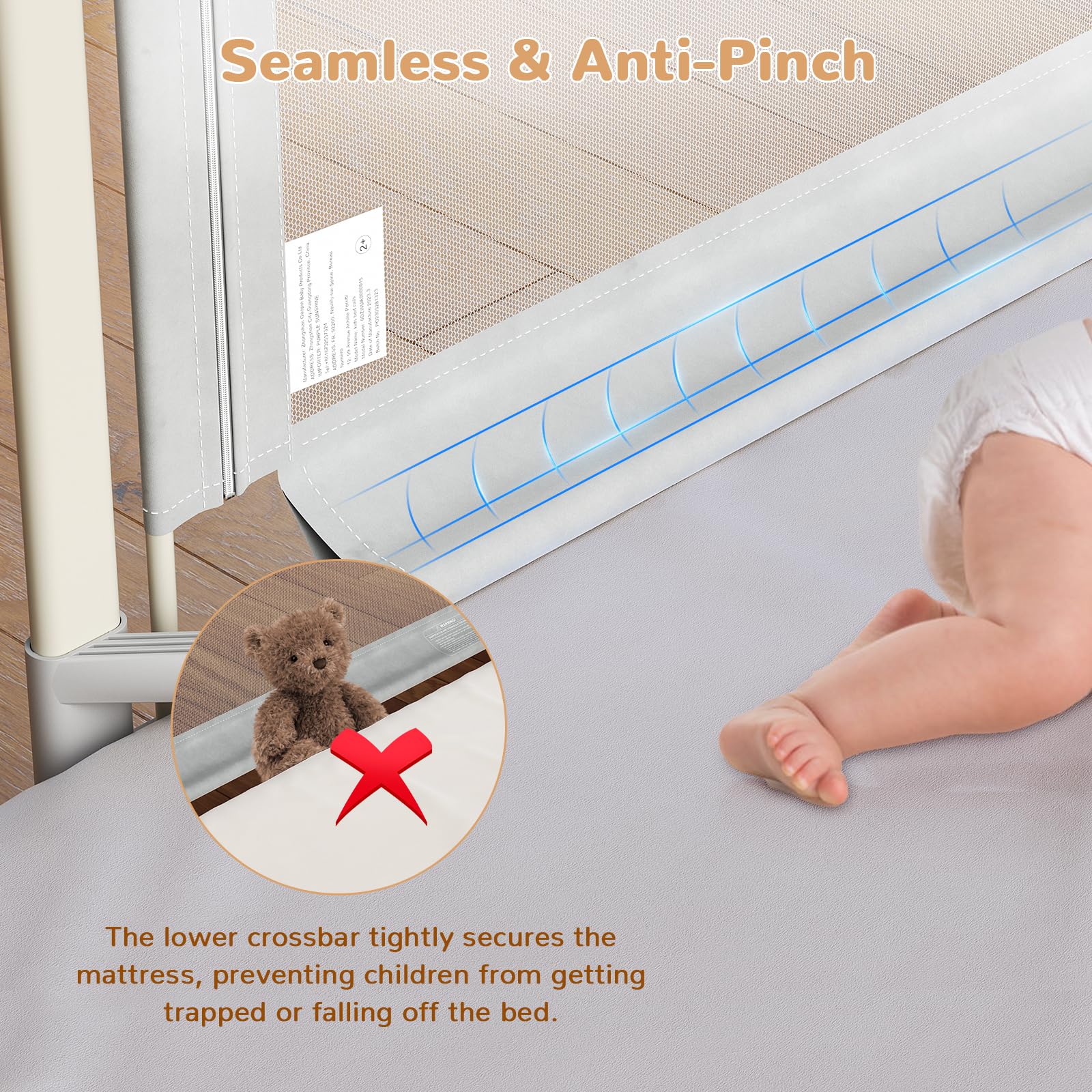 Ixdregan Bed Rail for Toddlers - 2023 SafePlus Toddler Bed Rail with Adjustable Height, Independent Lift Baby Bed Rail Guard, CompatMax Bed Rails for King Full Twin Queen Bed (74.8",Gray,1 Piece)