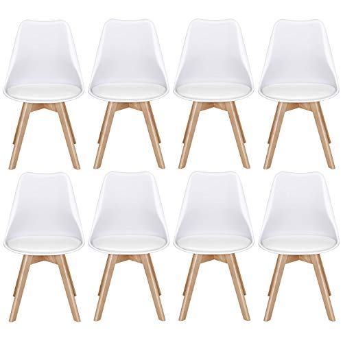 Yaheetech Dining Chairs DSW Chair Shell Lounge Plastic Side Chair Modern Mid Century Dining Room Living Room Bedroom Kitchen Chairs Accent Chair White,8Pcs