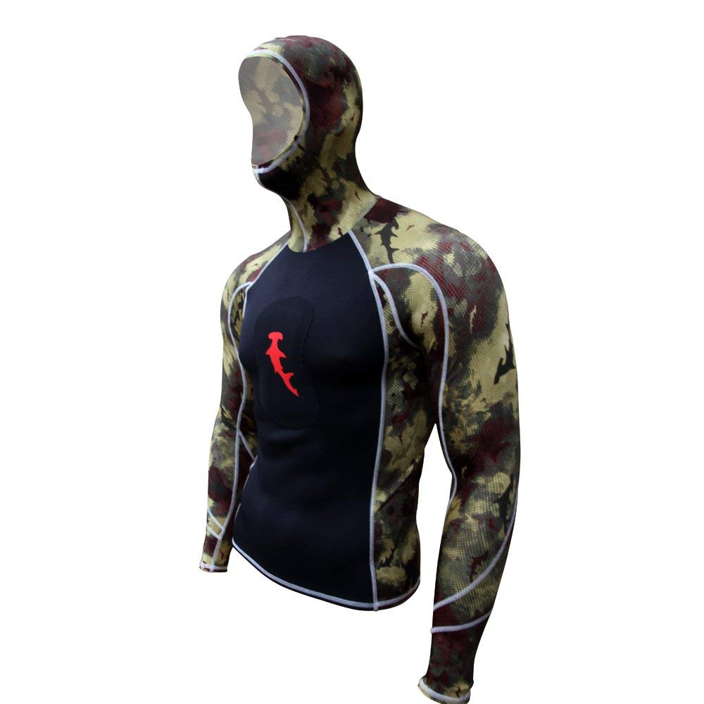 Hammerhead Spearguns - Ambush Long Sleeve Rashguard w/Hood - HH Camo Green - Large