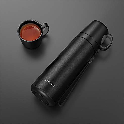 Leidfor Coffee Travel Mug Vacuum Insulated Thermal Water Bottle Build-in Lid Cup Stainless Steel Leakproof 17Ounce Lion