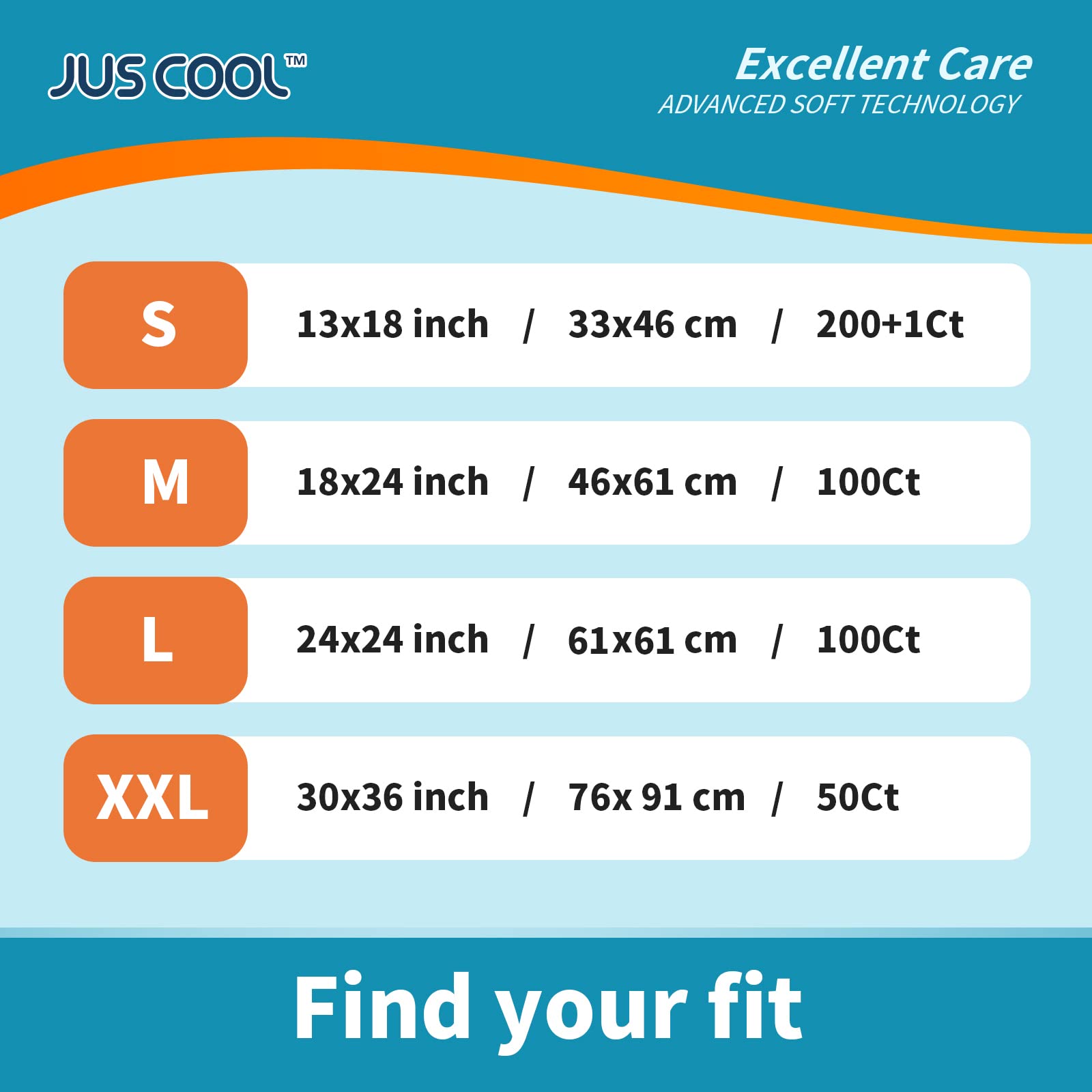 JUS COOL Baby Disposable Changing Pads, 13βx 18β(200+1 Count) Underpads Portable Diaper Changing Pads, Soft Bed Pads Ultra Absorbent and Waterproof