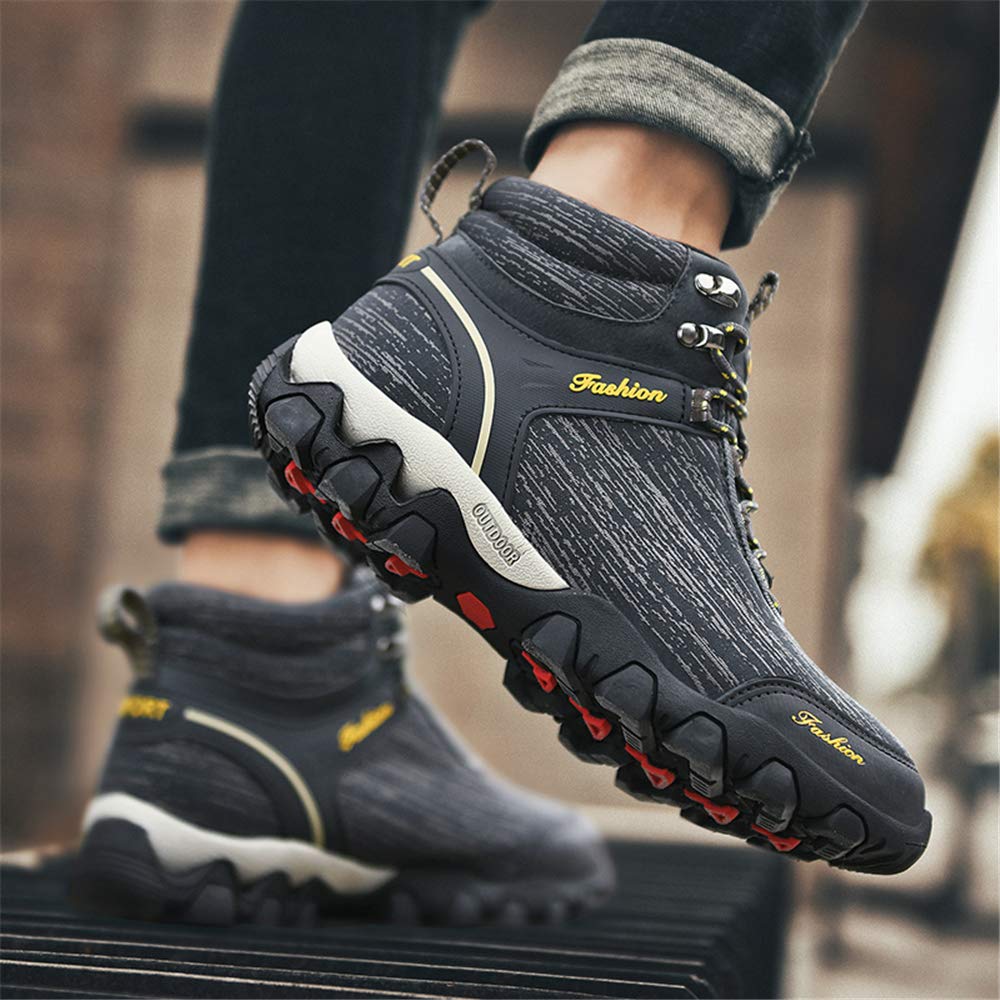 Govicta Premium Waterproof Work Boots for Men Men's Winter Hiking Ankle Boots Casual Trekking Lace-up Shoes Grey Size 10