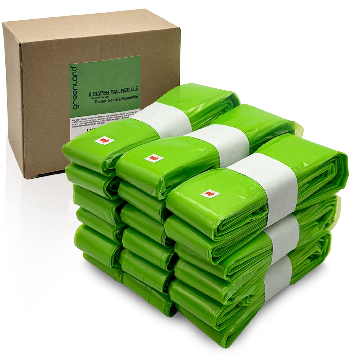 Greenland Diaper Pail Refill Foil for Diaper Genie & Munchkin 9-Pack