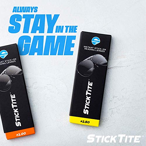 StickTite Lenses β Stick-on bifocal lens instantly convert sunglasses, goggles, or glasses into magnified, bifocal sunglasses. Patented material technology, reusable lenses (1 pair) 2.0 diopter