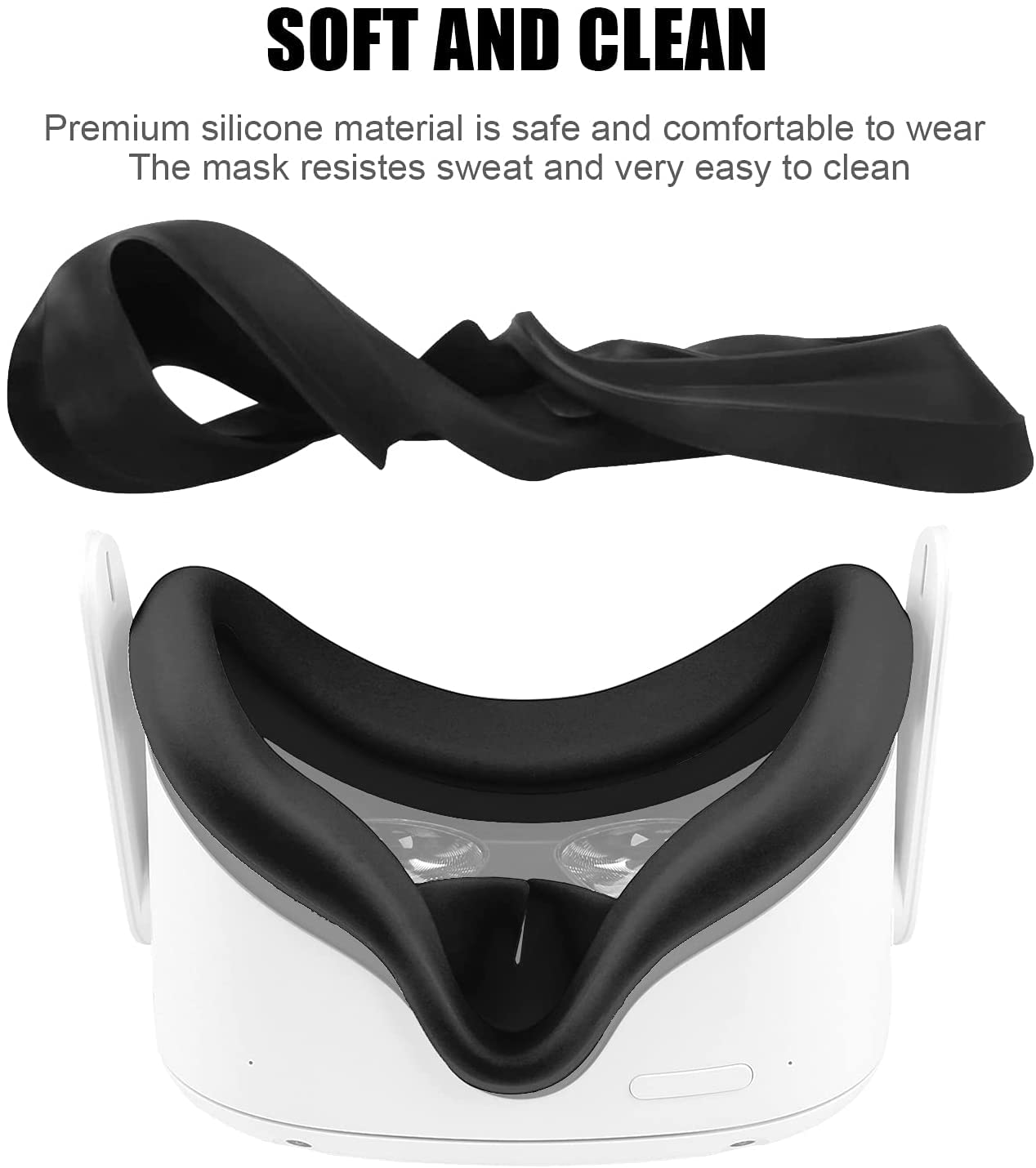 Head Strap for Oculus Quest 2, Halo Elite Strap & Silicone Face Cover Set for Oculus/Meta - Adjustable Replacement Accessories for VR - Reduce Face Pressure Comfortable Soft Touch (White)