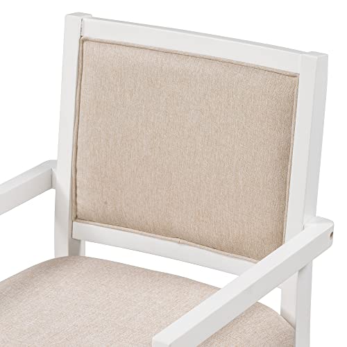 Goozio 5 Piece, Wood Rectangular Room Dinette Set for 4,Kitchen Table with 4 Arm Upholstered Dining Chairs,Beige