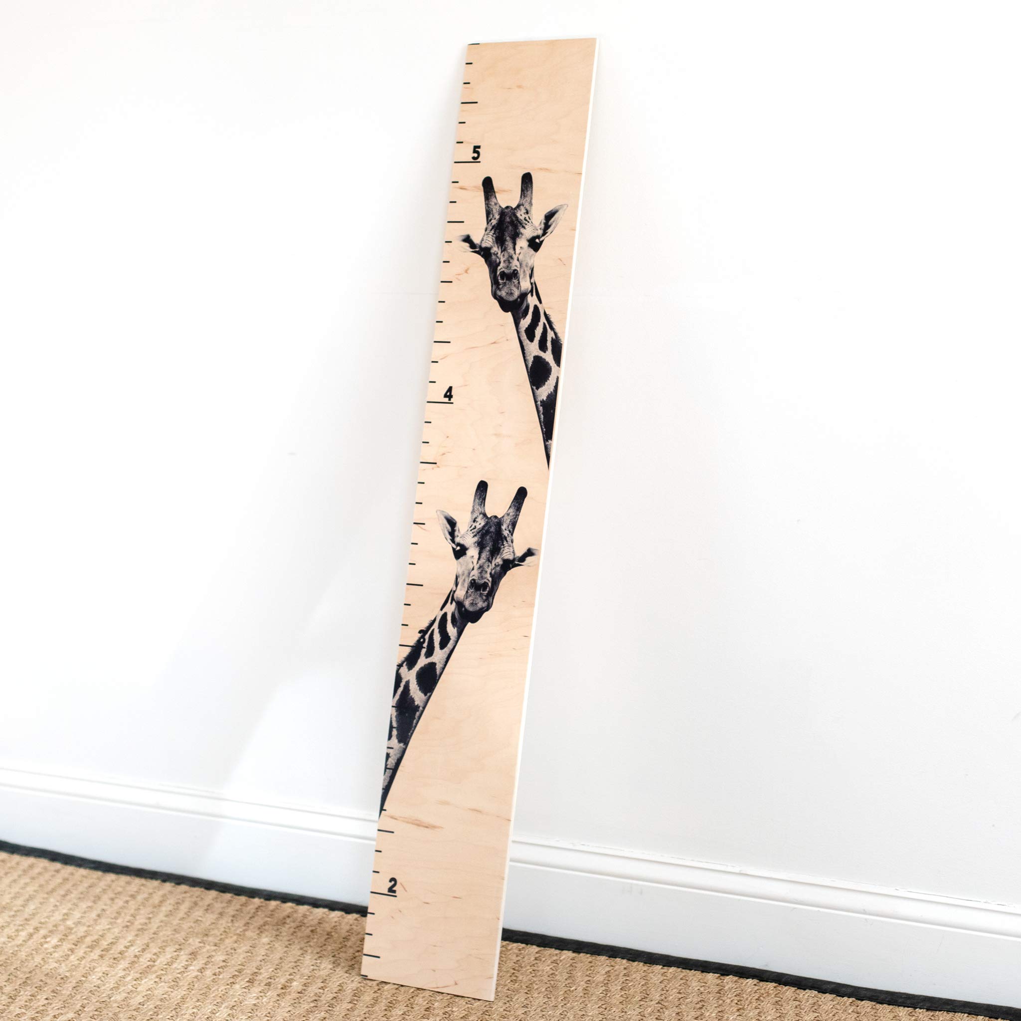 Headwaters Studio Animals Growth Chart for Kids - Baby Height Chart Height Tracker Kids Wooden Growth Chart for Wall Grow Chart Height Chart for Kids Safari Nursery, Giraffes - 46"x75"x.25