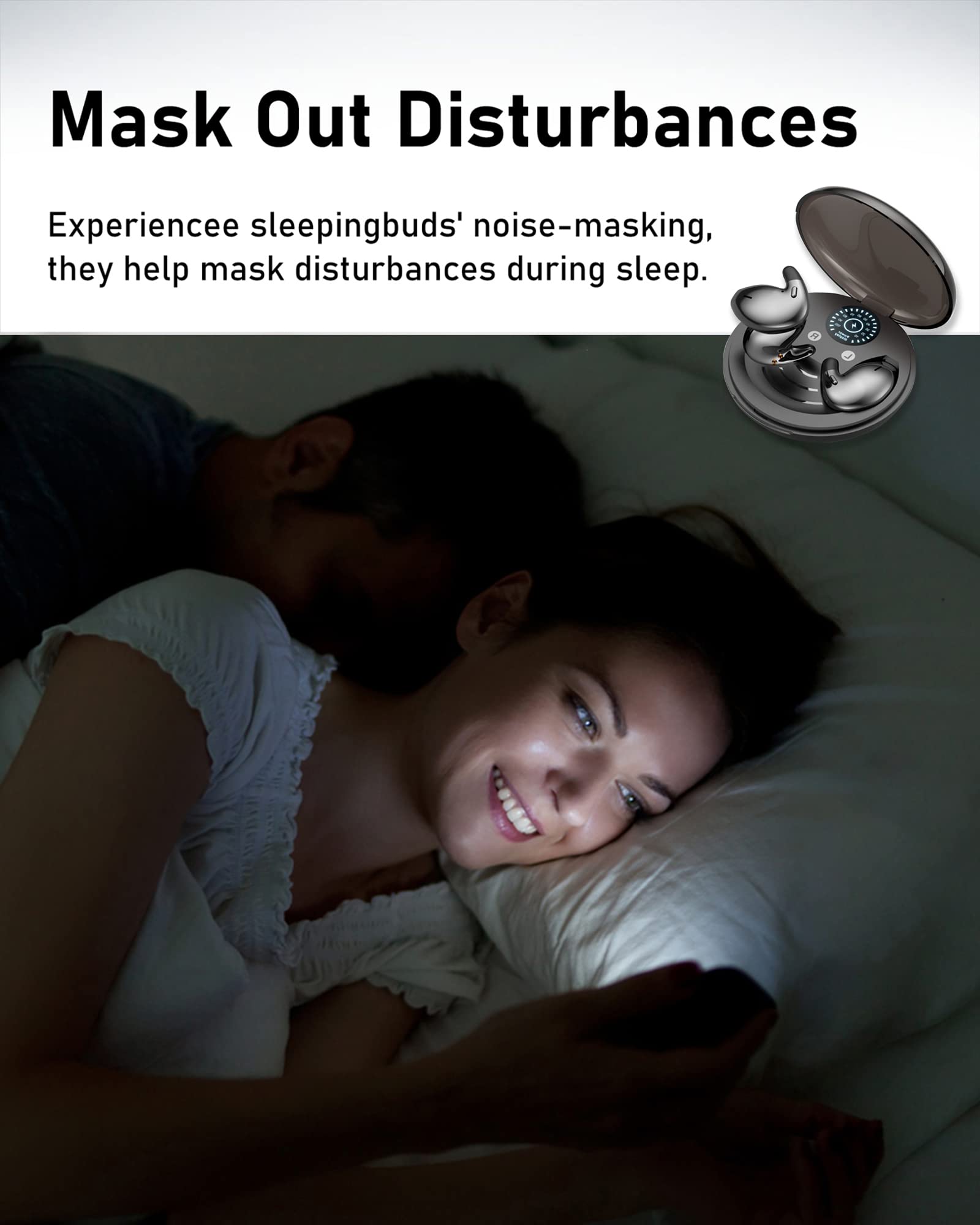 Mosonnytee Sleep Headphones Bluetooth Noise Cancelling Headphones for Sleeping Wireless Invisible Sleep Headphones for Side Sleepers Comfotable to wear for Sleeping