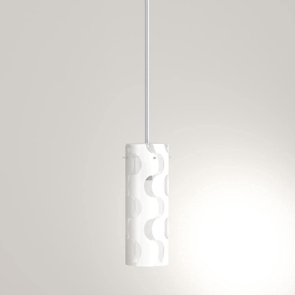 Hampton Bay 1-light Wave Pattern Etched White Glass Brushed Nickel Mini Pendant