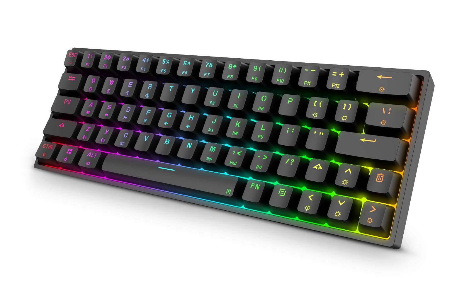GIM KB-64 60% Mechanical Gaming Keyboard, 64 Keys RGB Backlit Hot Swappable Wired Keyboard with Full Keys Programmable (Gateron Optical Brown Switch)