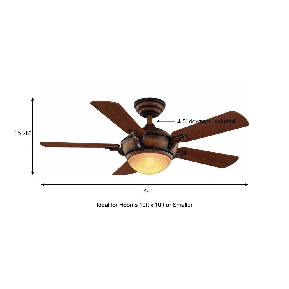 Hampton Bay 68100 Midili 44 in. LED Indoor Gilded Espresso Ceiling Fan Light Kit Remote Control