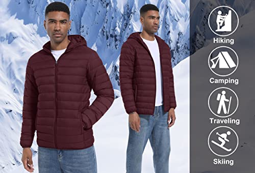 TACVASEN Hooded Down Jackets For Men Quilted Jackets Lightweight Jackets Skiing Jackets Windproof Jackets Water-Resistant Jackets Winter Coat