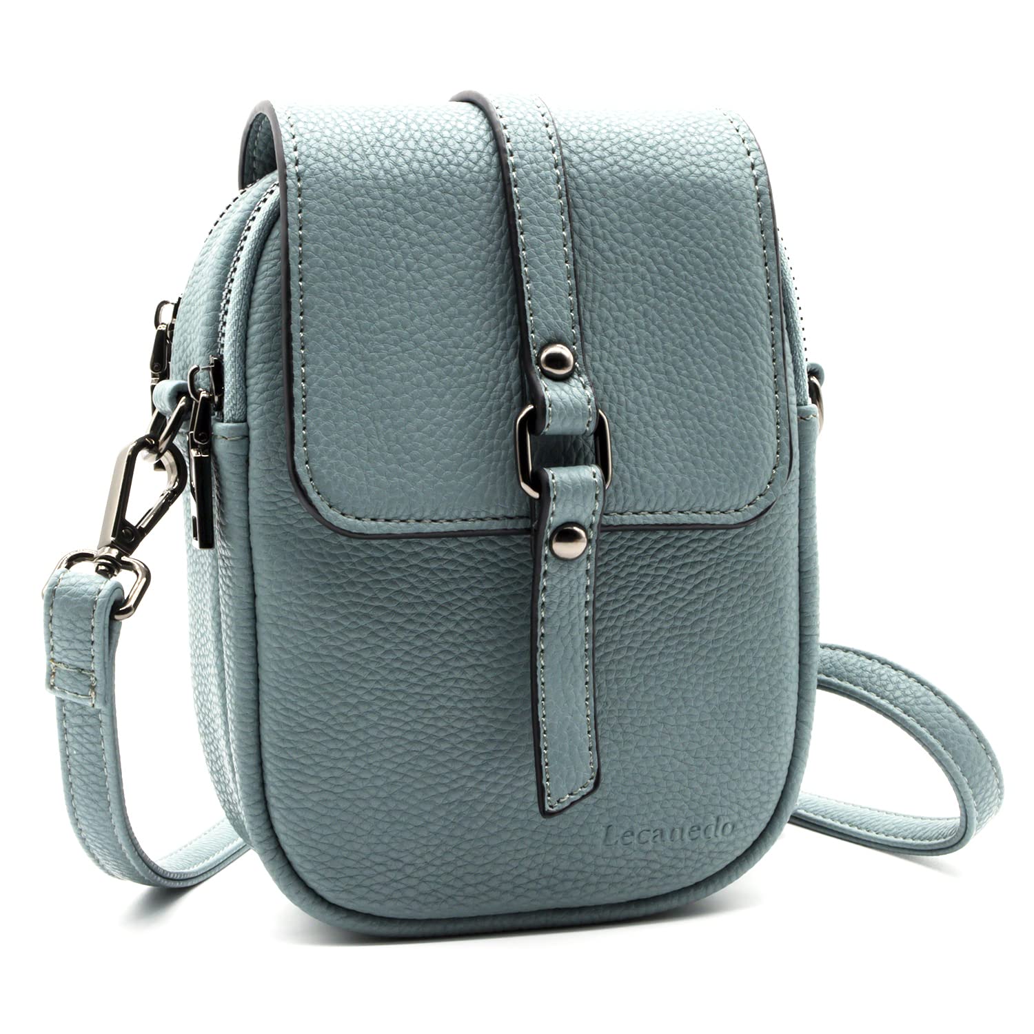 Lecanedo Small Crossbody Bag Cellphone Purse for Women, Leather Purse Shoulder Bags Light Blue
