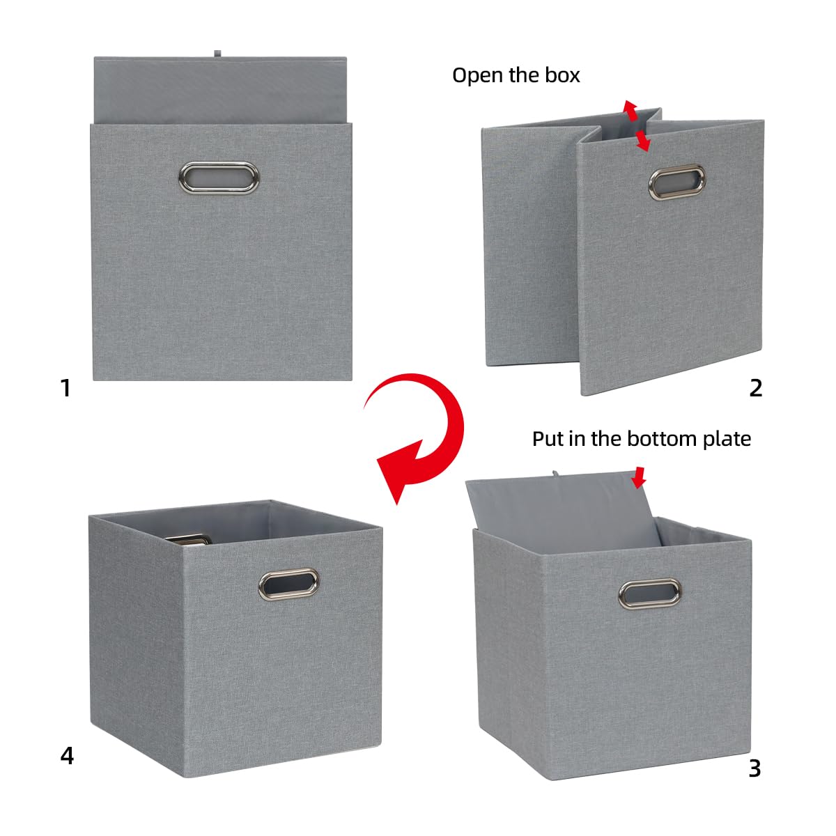 Storage Cube Basket Bins, Foldable Storage Boxes with Handles for Organization Shelf Closet, 12x12x12, Pack of 2, Beige
