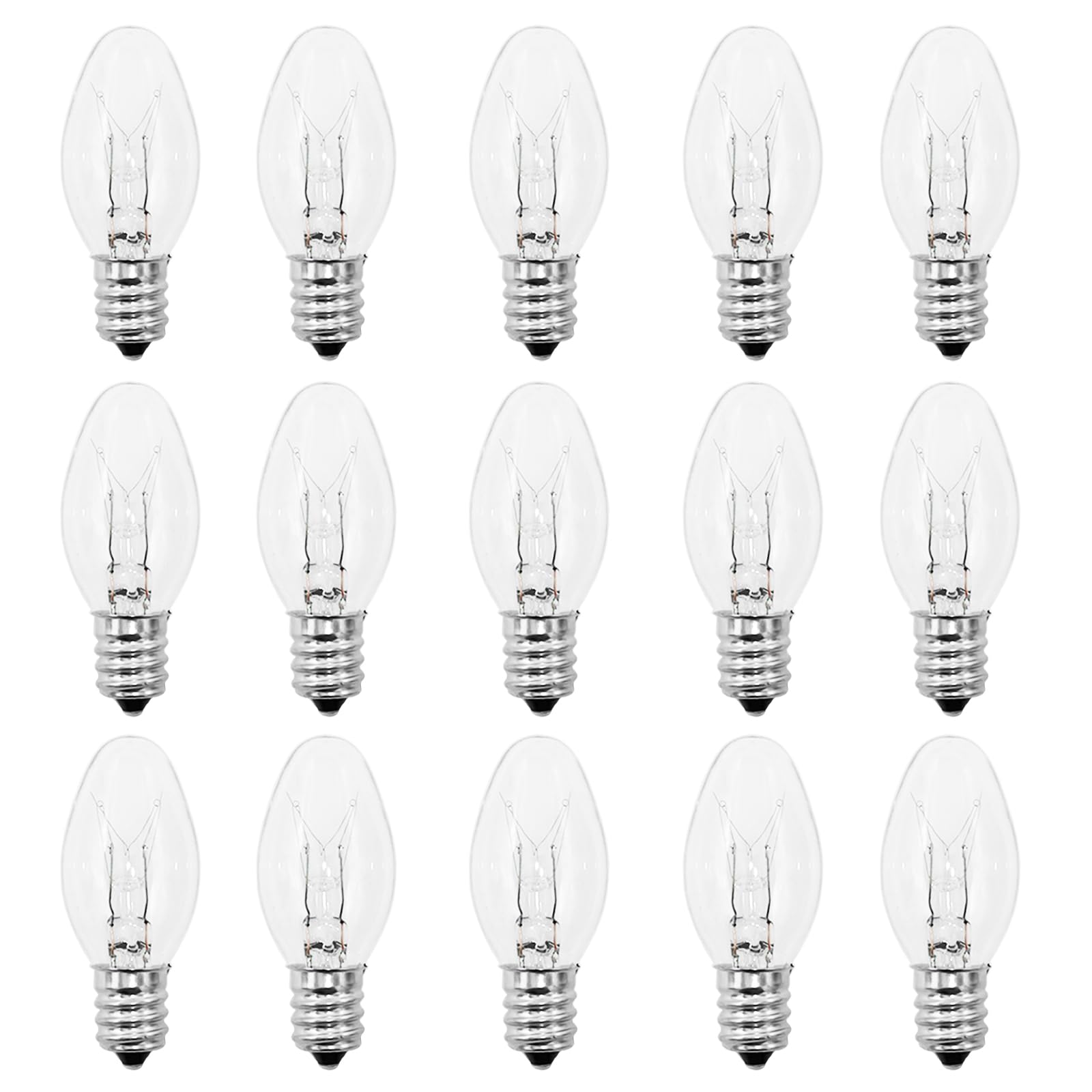 Wax Warmer Bulbs,15 Watt E12 Base Light Bulbs for Scentsy Wax Warmer,C7 Replacement Bulbs for Plug in in Wax Diffuser,Warm White-Dimmable -Himalayan Salt Lamp Bulbs,15 Packs