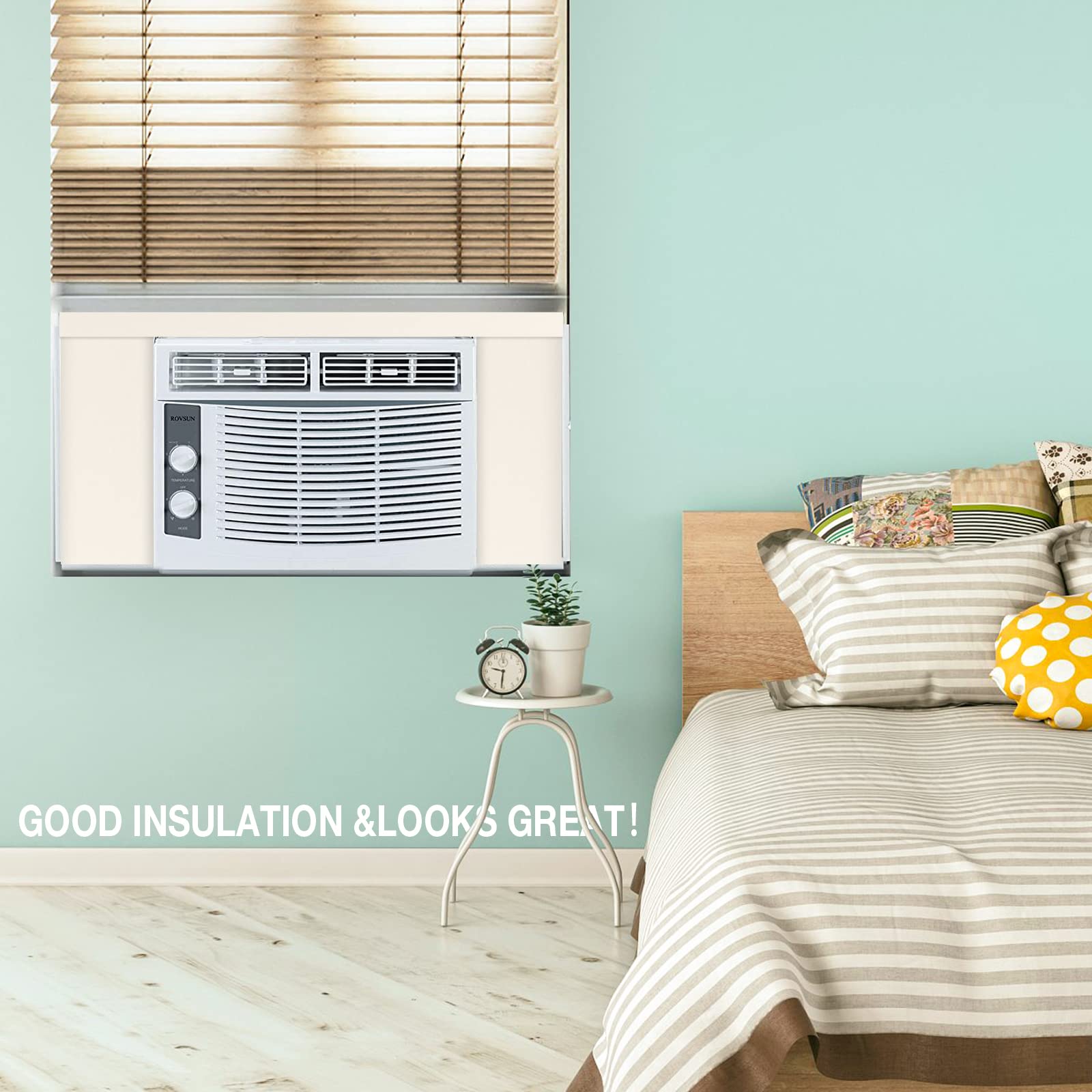 HOXHA AC Side Panels Kits, Air Conditioner Foam Insulation Window Kit 2 Pack, Air Conditioner Accessories Seal, 17 inch×9 inch ×7/8 inch,White