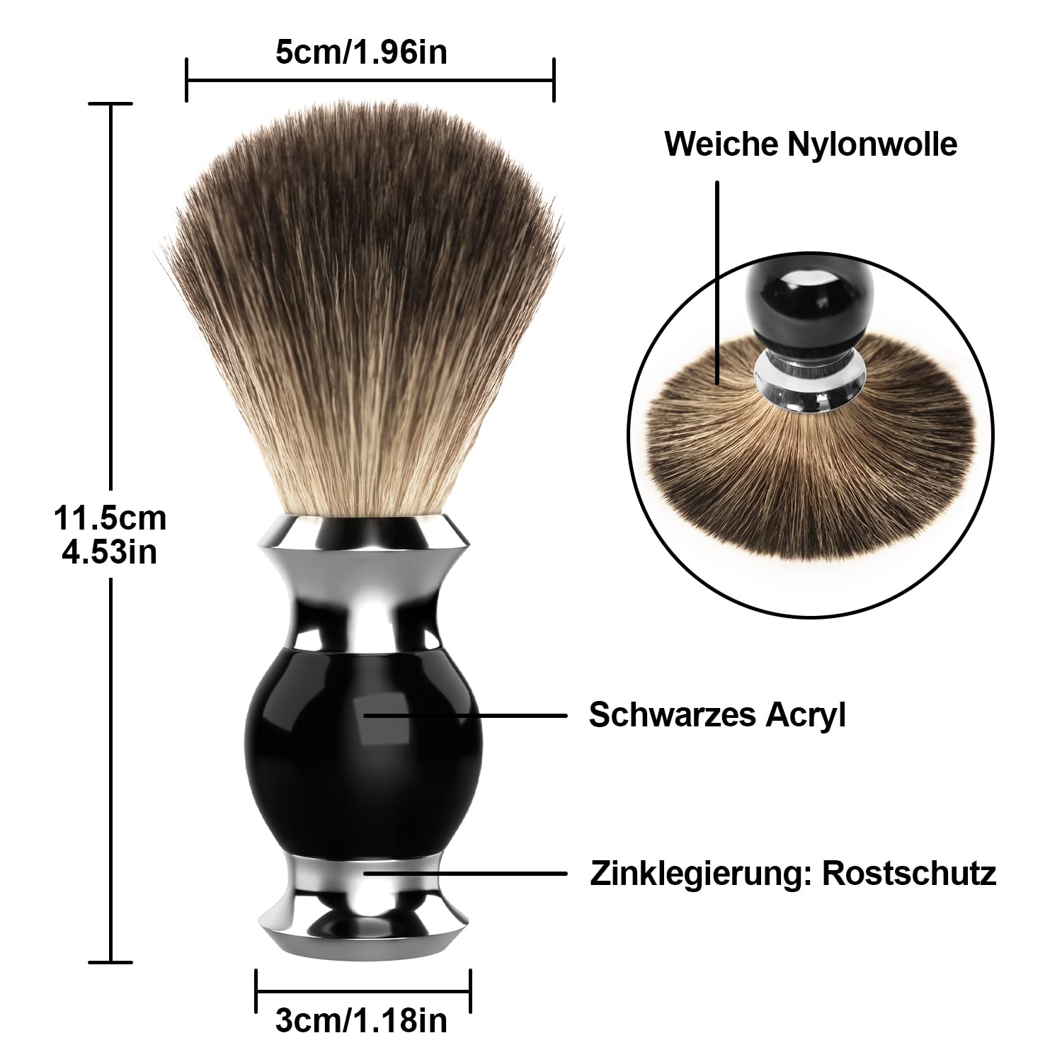 GRUTTI Shaving Brush Pure Badger Brush for Wet Shaving (Black)