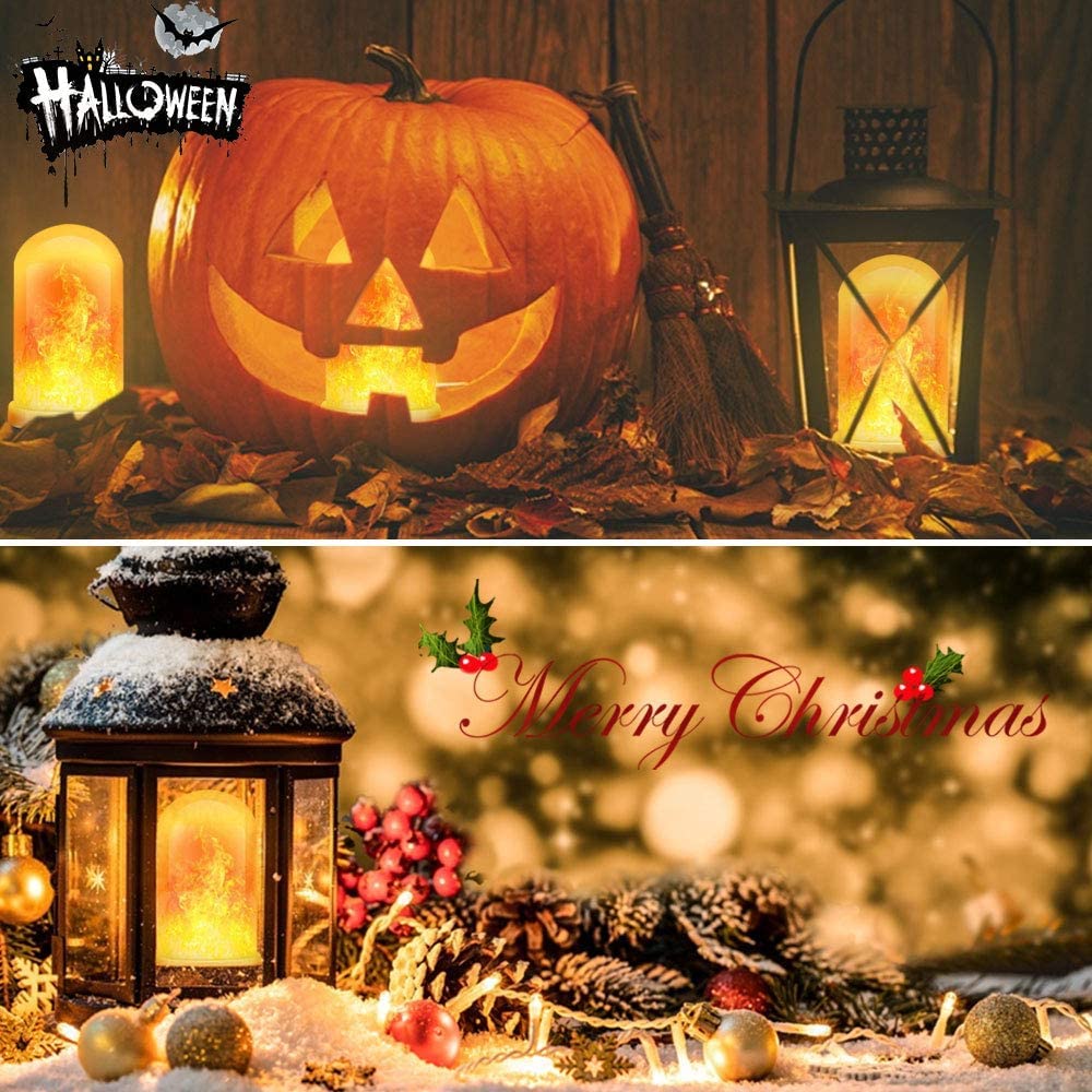 Led Flickering Flame Effect Light Bulb 2 Pack E26, Super 4 Modes with Upside Down Effect, Professional Flame Led Light Bulbs for Christmas Home Hotel Bar Decorations