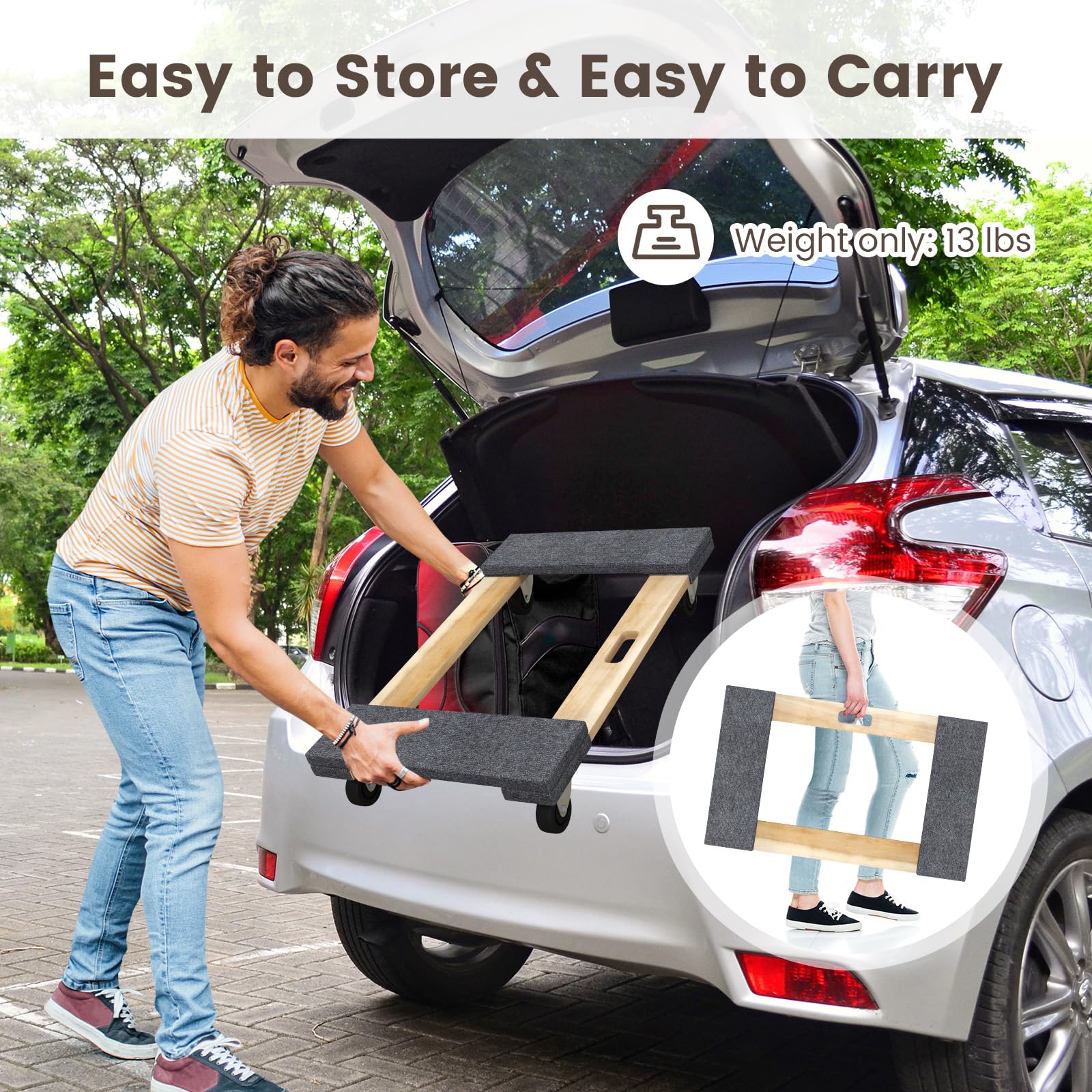 Goplus Furniture Moving Dolly, Heavy Duty Wood Rolling Mover with Wheels for Piano Couch Fridge Heavy Items, Securely Holds 1000 LBS (1 Pack with Handle)