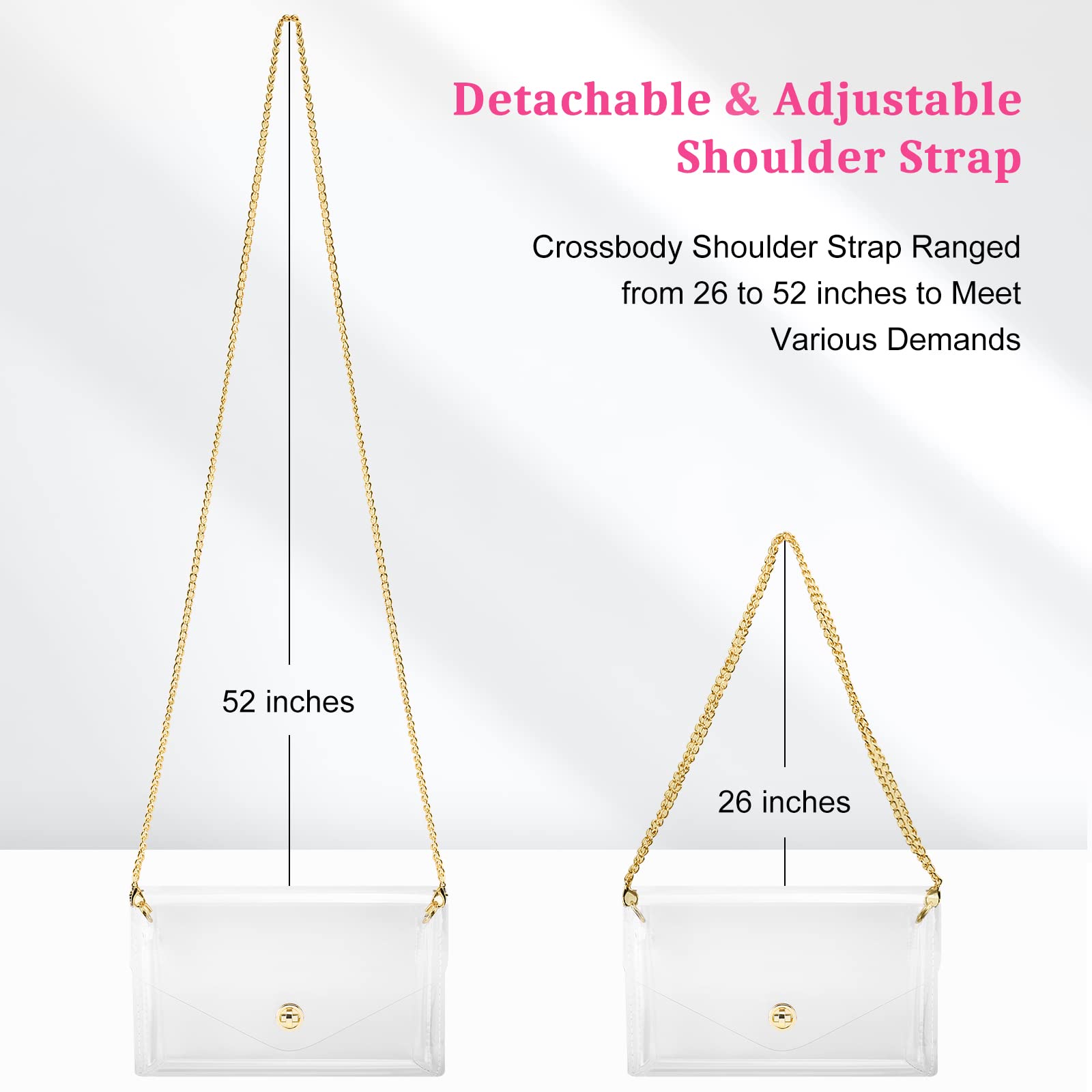Mossio Clear Purse, Transparent Crossbody Messenger Shoulder Bag with Removable Chain Strap Holographic