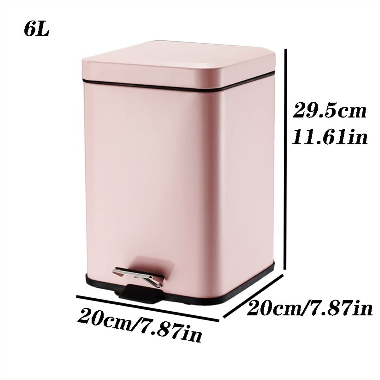 Garbage Recycling Bin 6L/12L Foot-Operated Trash Can High-Grade Stainless Steel Mute with Lid Garbage Storage Bin Living Room Kitchen Available Kitchen Trash Can (Blanc 6L)