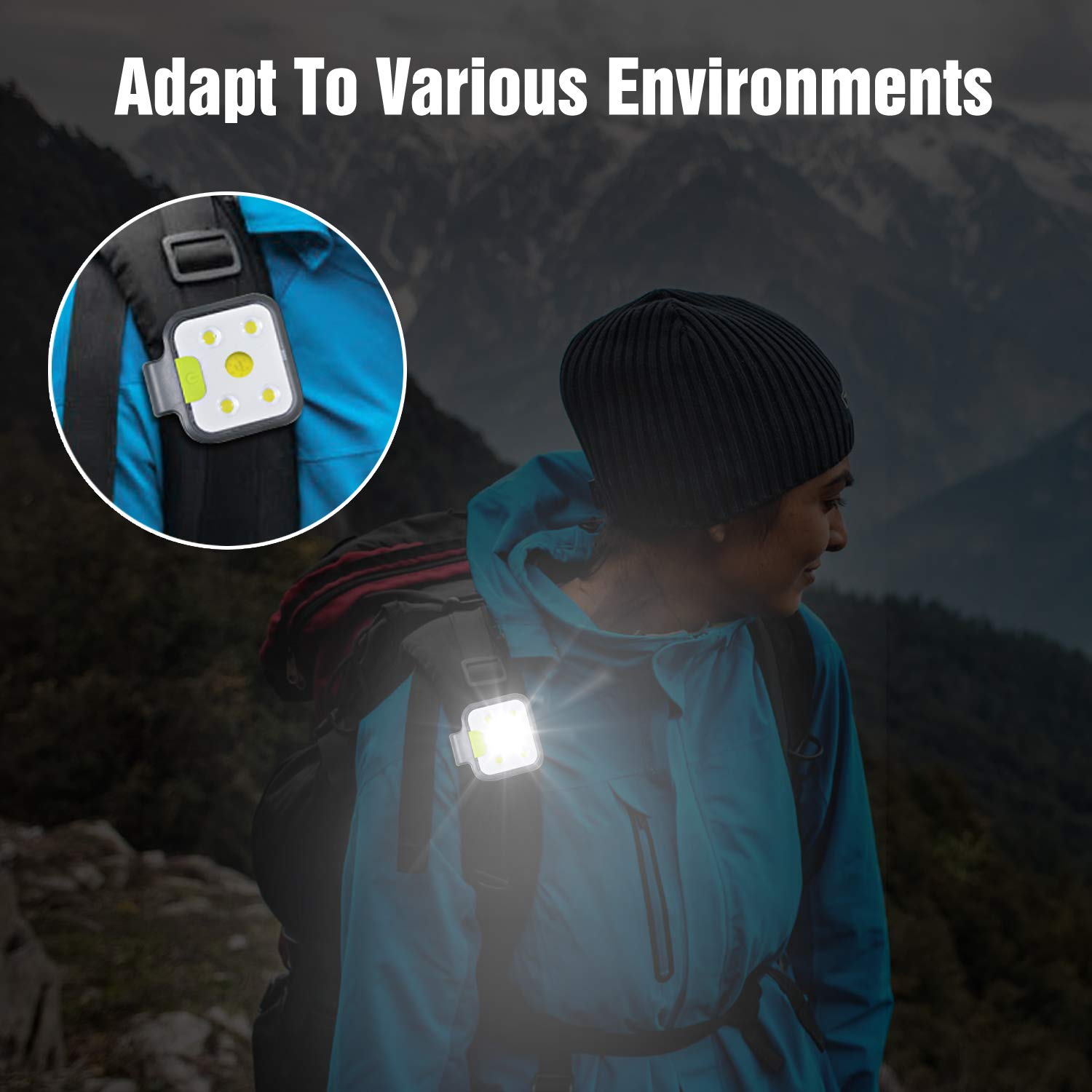 innofox Running Light, 2Pack Reflective Safety-Light for Runners, Rechargeable LED Light, Clip On Running Lights with Runners and Joggers for Camping, Hiking, Running, Outdoor Adventure (Cool Black)
