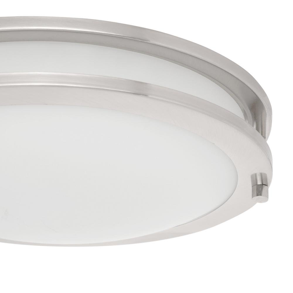 Hampton Bay HB1023-35 Brushed Nickel LED Low-Profile Flush Mount with Frosted White Shade