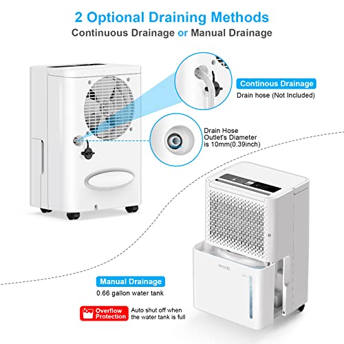 WANSID 2000 Sq.Ft Dehumidifiers with Auto Drain or Manual Drainage,Intelligent Humidity Control, Water Full Auto Shut Off Function for Home,Basements,Bedroom,Bathroom