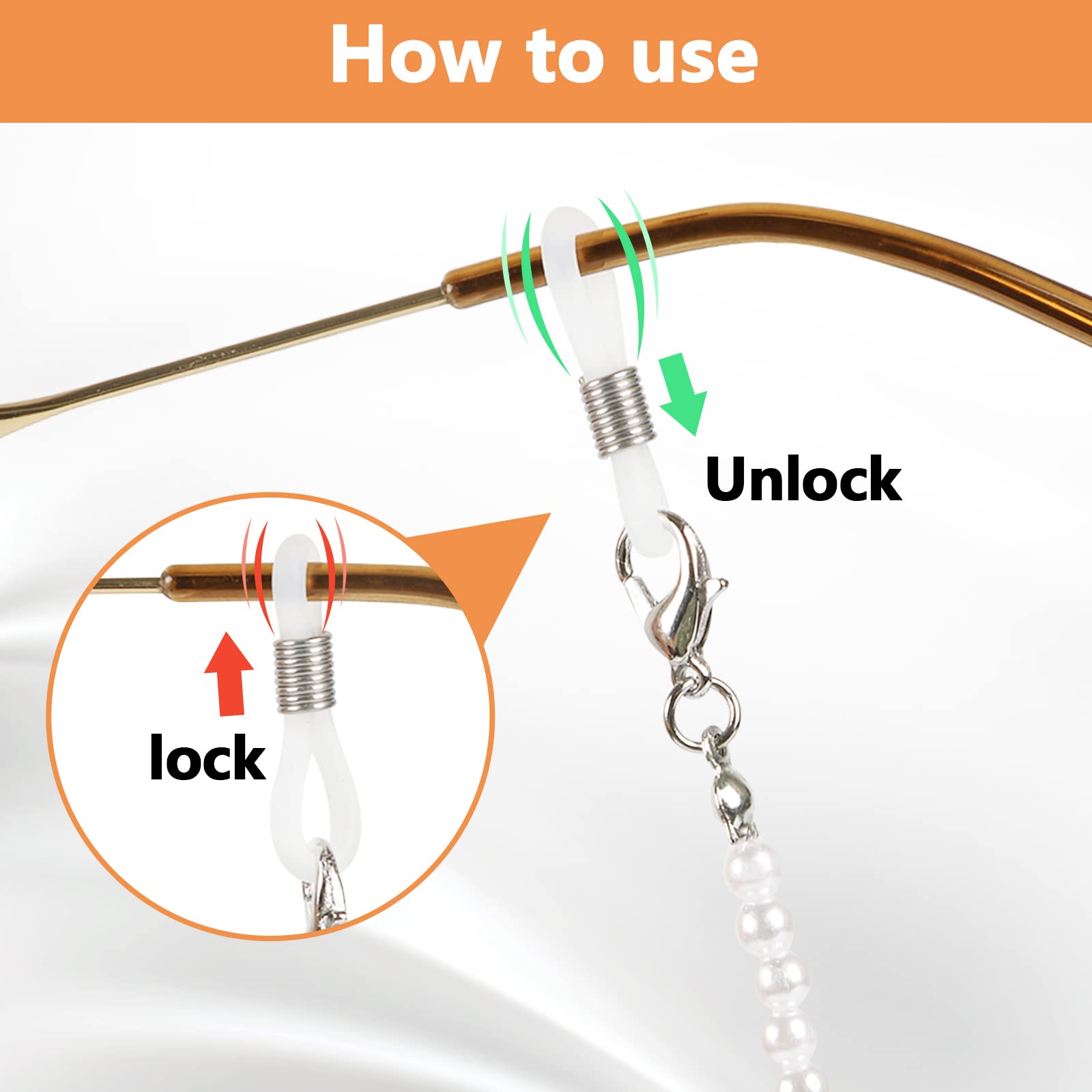 HALUNHL 6PCS Eyeglasses Chains For Women,Womens Beads Eyeglass Necklace，Eyeglass Chains，Pearl Eyeglass Chains