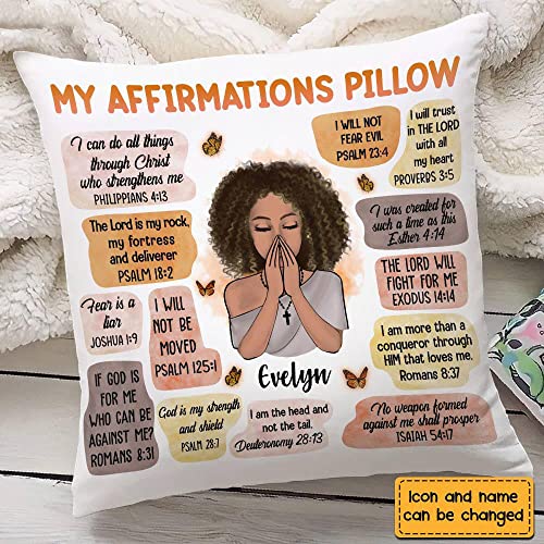 Personalized Christian Affirmations Pillow, Home Decorative Throw Pillow, Bible Verses Inspirational Quotes Pillow for Girls Women, Bedroom Nursery Sofa Couch Decor Gifts