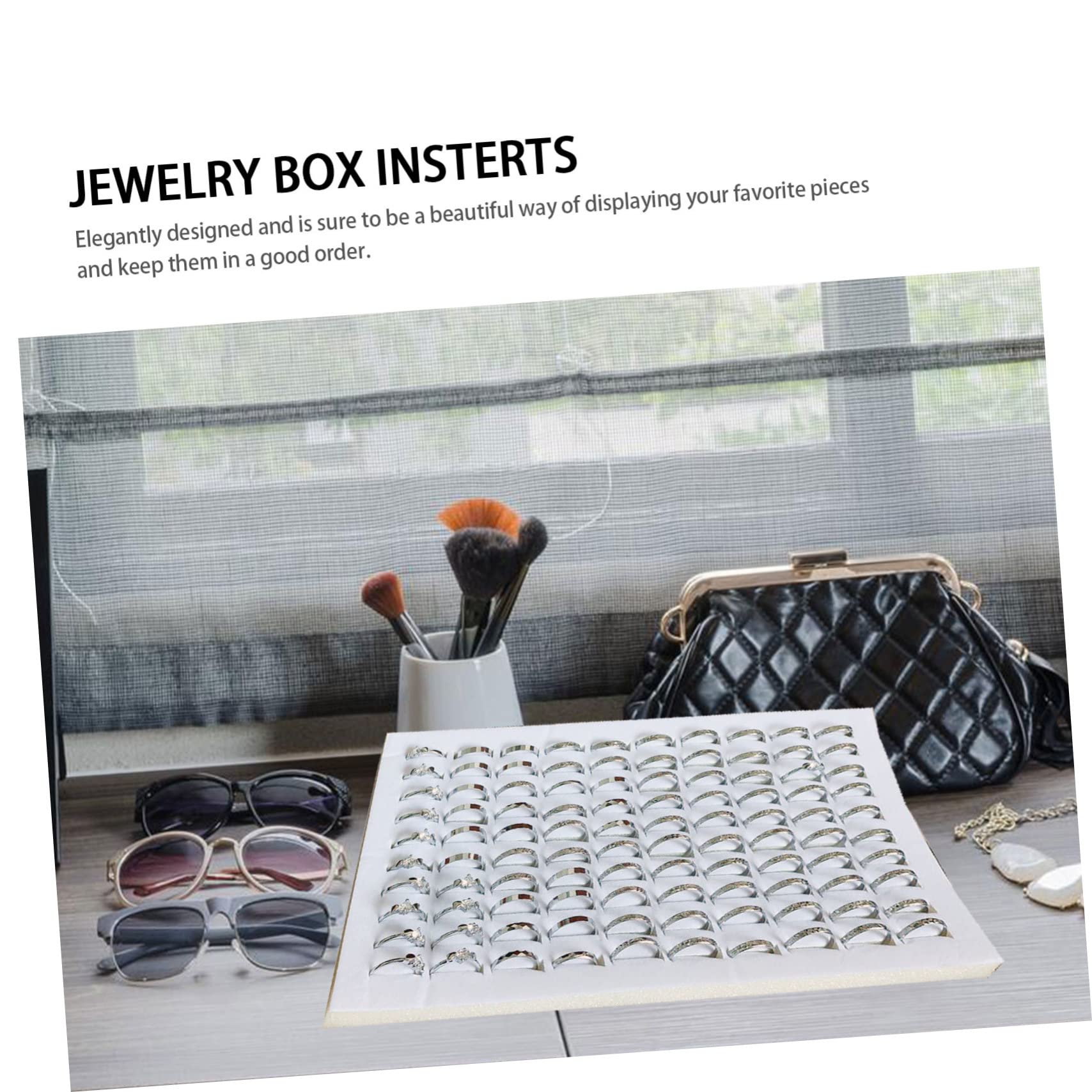 Holibanna 4pcs Box Jewelry Box Pad Earrings Sponge Display Shelf Earstud Insert Vanity Tray Foam Insert Ear Stud Holder Jewelry Showcase Pads Ring Holder Insert Props Glasses White
