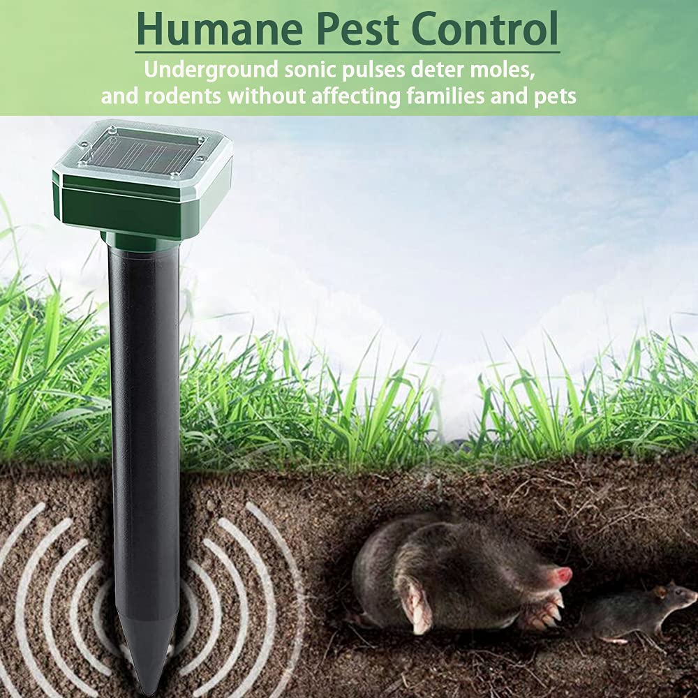Mole Repellent 10 Pack Solar Powered Ultrasonic Snake Repellent Sonic Mole Deterrent Pest Control Chipmunk Rodent Repeller Chaser Gopher Vole Trap Outdoor Gopher Ultrasonic for Lawn Garden Repeller