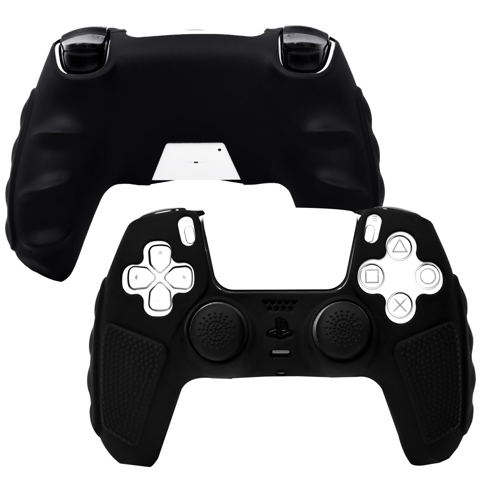 HLRAO Laser Engraved Dragon Silicone Case Skin Case (Radiation) for PS5 Controllers x 1 with Laser Dragon Thumb Grips x 2.