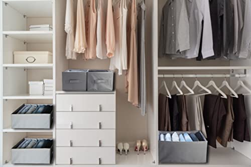 Wardrobe Closet Organizer Jeans Storage - 2pcs Large 7 Grids Foldable Clothes Drawer Organizition Washable Durable Oxford Fabric Divider with Handle for Leggings Sweaters Laundry Cabinet Bedroom Grey