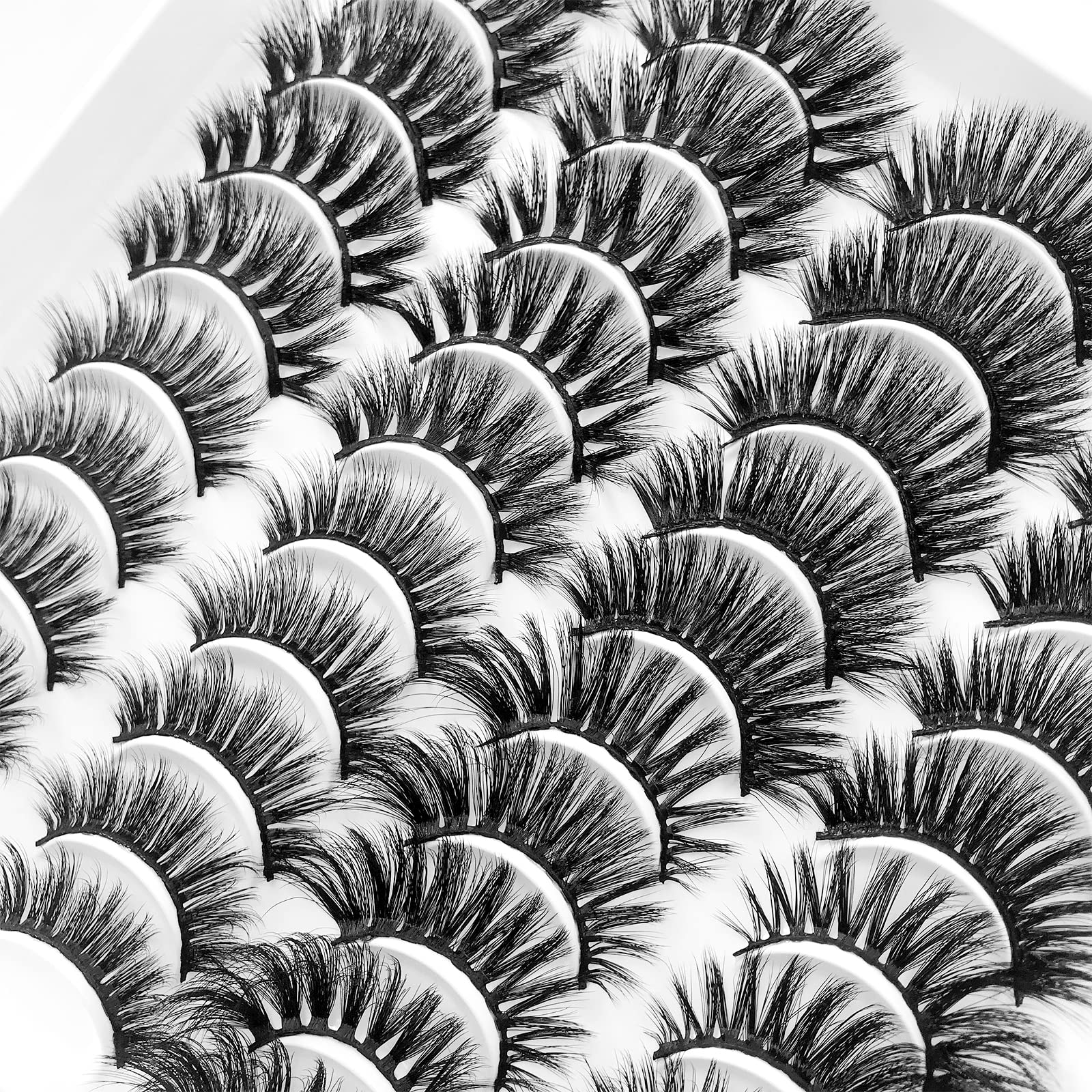 IFLOVEDEKD 20 Pairs Long Lashes Mink 4 Styles Reusable Strip Lashes 100% Handmade 3D Fake Lashes Fluffy False Eyelashes Thick Eyelashes Dramatic Fake Eye Lashes Pack Soft Strip Lashes Multipack