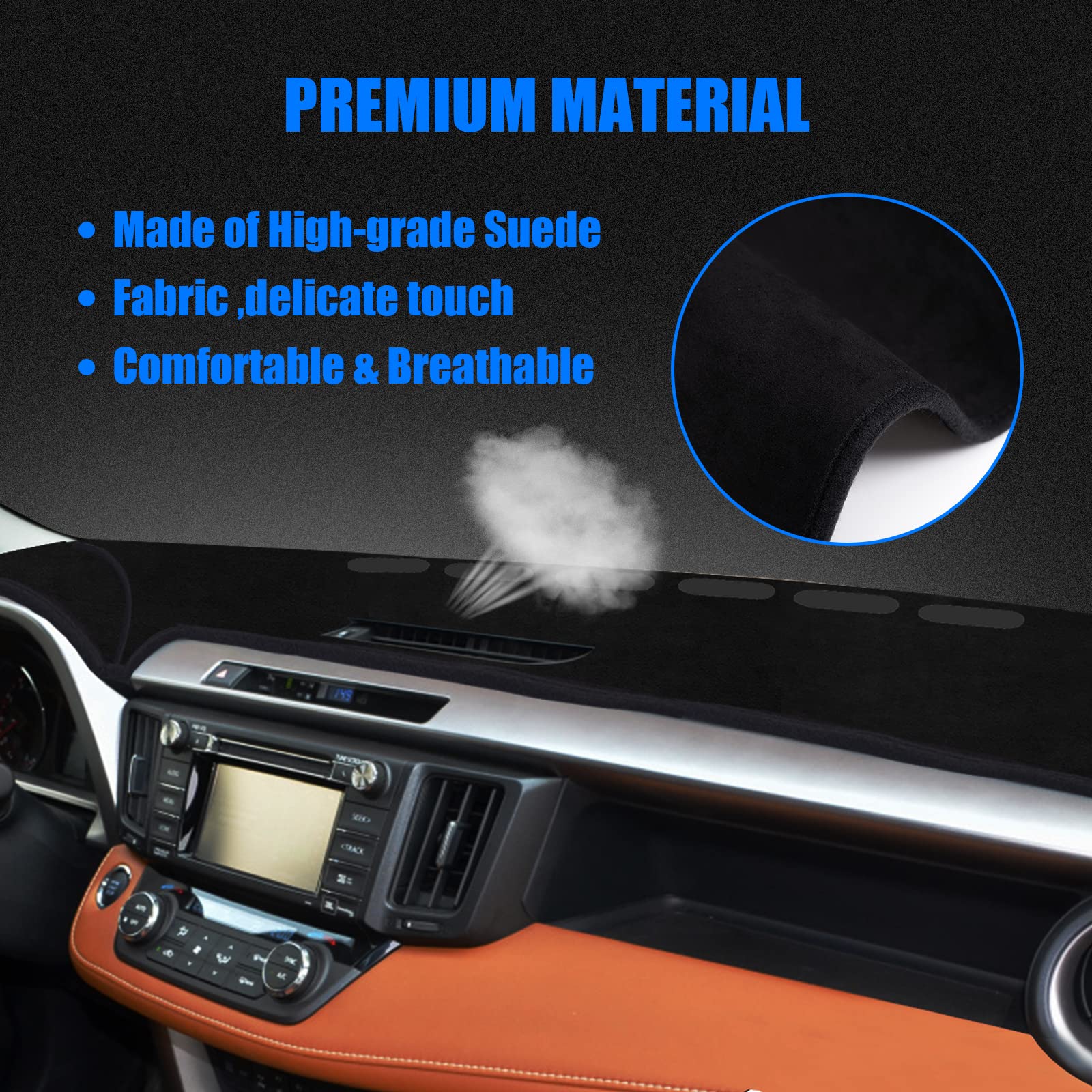 Kucalsfre Dashboard Cover Mat for Nissan Rogue 2021 2022 2023 Upgraded SuedeDashboard Mat Carpet Smoothly Nonslip Protector Sunshield No Glare Dash Cover for Car Interior (Black)