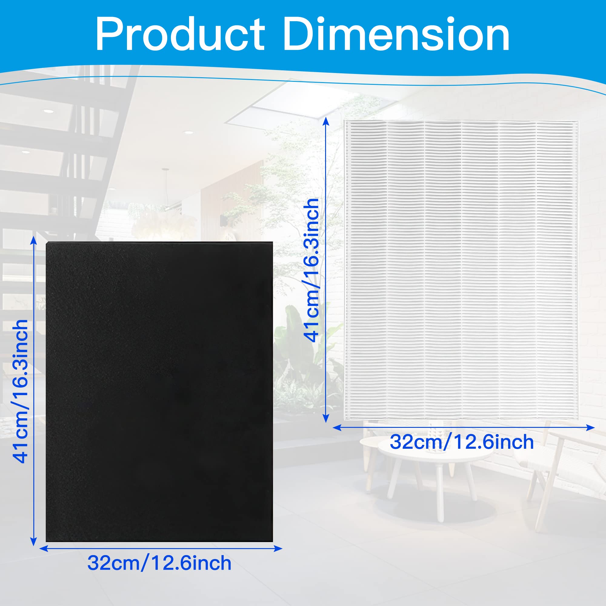 Hongfa 115115 Filter A Replacement Filter for Winix Air Purifier, Replacement for Winix PlasmaWave Air Purifier C535 5300 5300-2 6300 6300-2,2 Pc 115115 True Hepa Filter A and 8 Pc Carbon Pre-filter